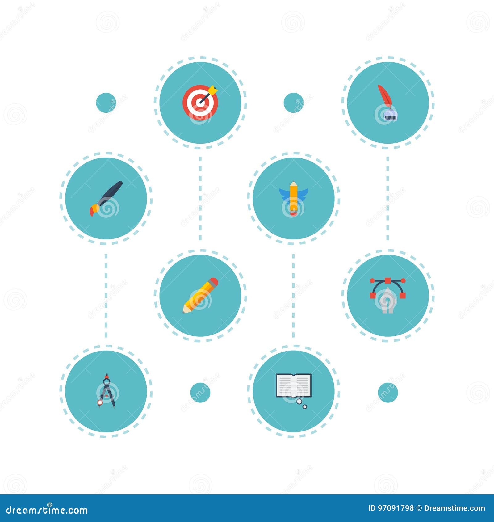 Flat Icons Compass, Science, Arrow and Other Vector Elements. Set of ...
