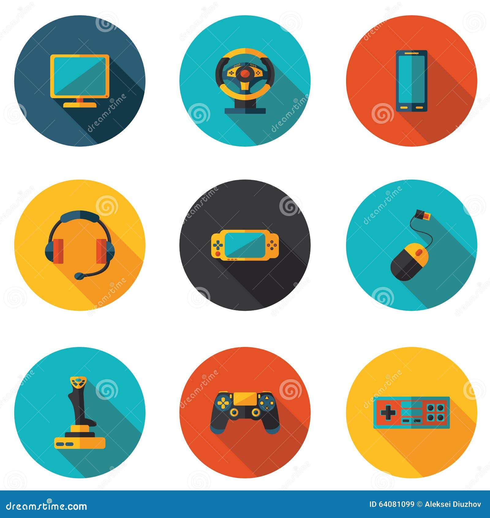 Flat icons computer games stock illustration. Illustration of mobile ...