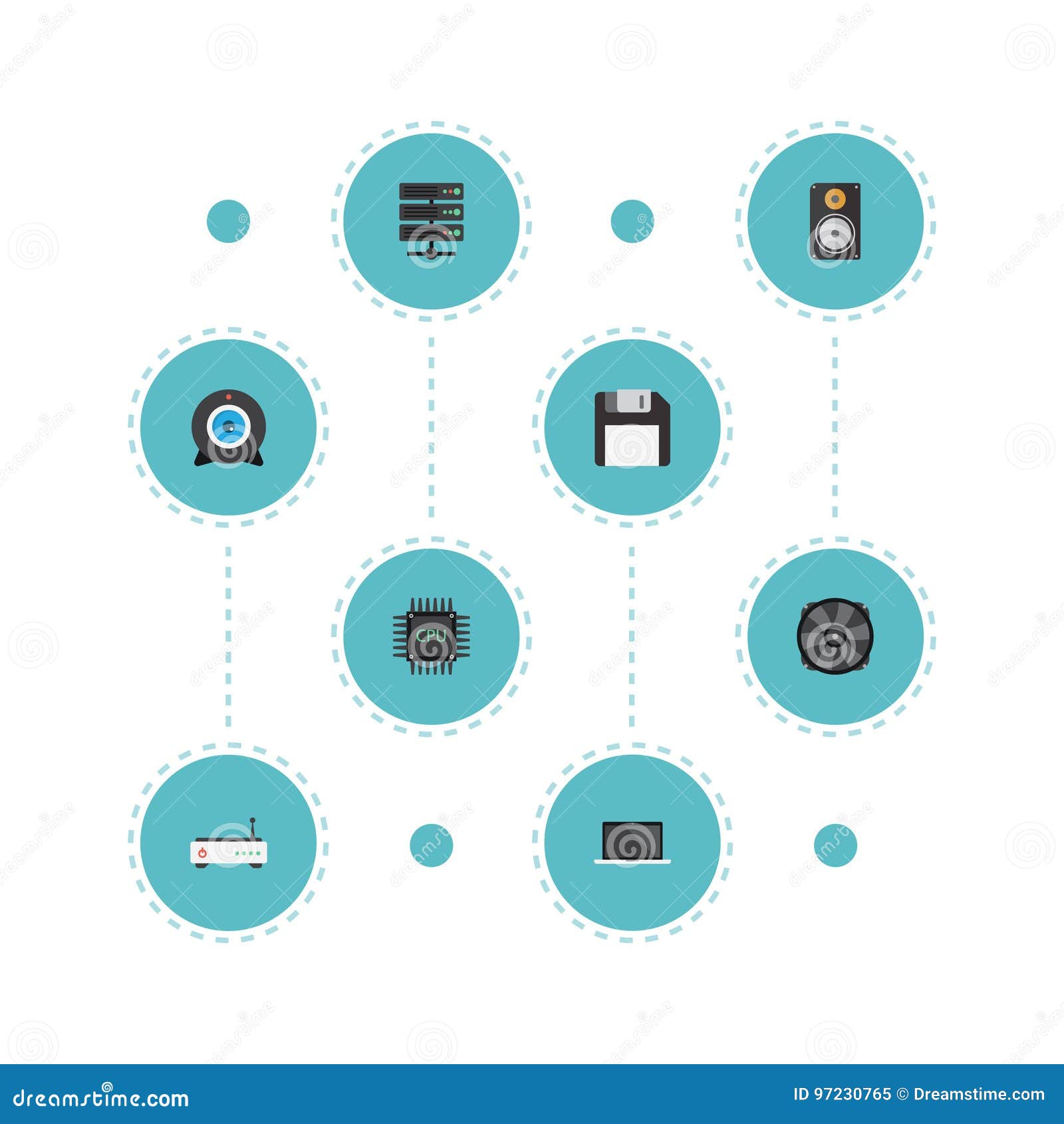 Flat Icons Cooler, Datacenter, Router and Other Vector Elements. Set of ...
