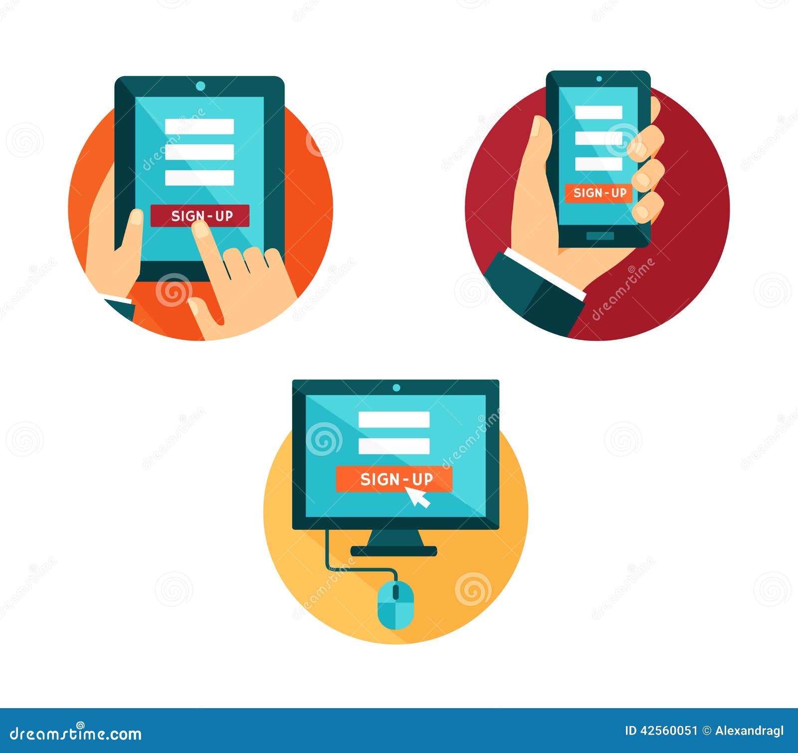 Flat Icons Different Devices Sign Up Stock Illustrations – 2 Flat Icons ...