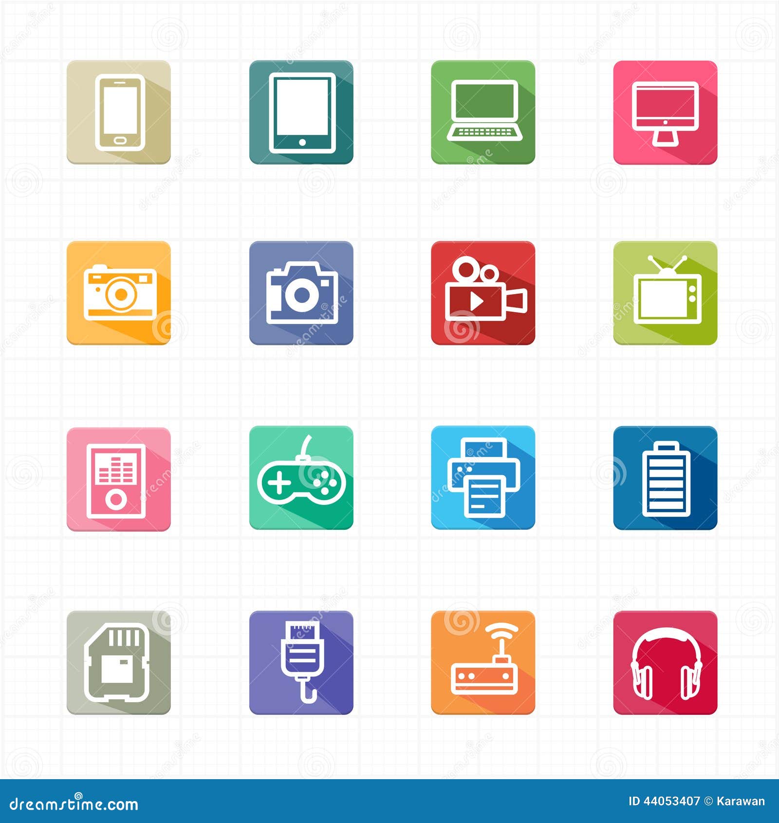 Flat Icons Electronic Devices and White Background Stock Vector ...