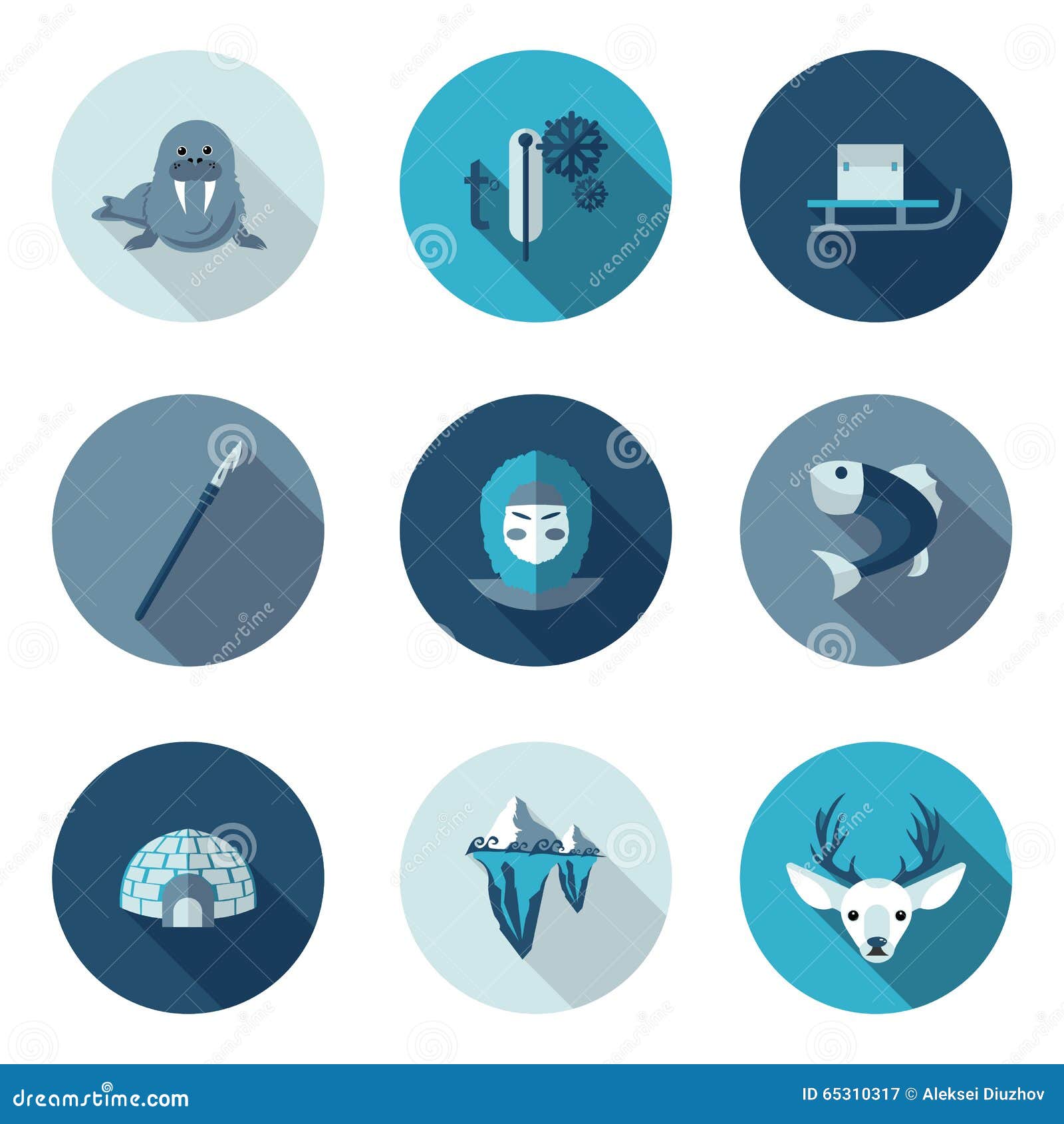 Flat icons eskimo stock vector. Illustration of ethnic - 65310317