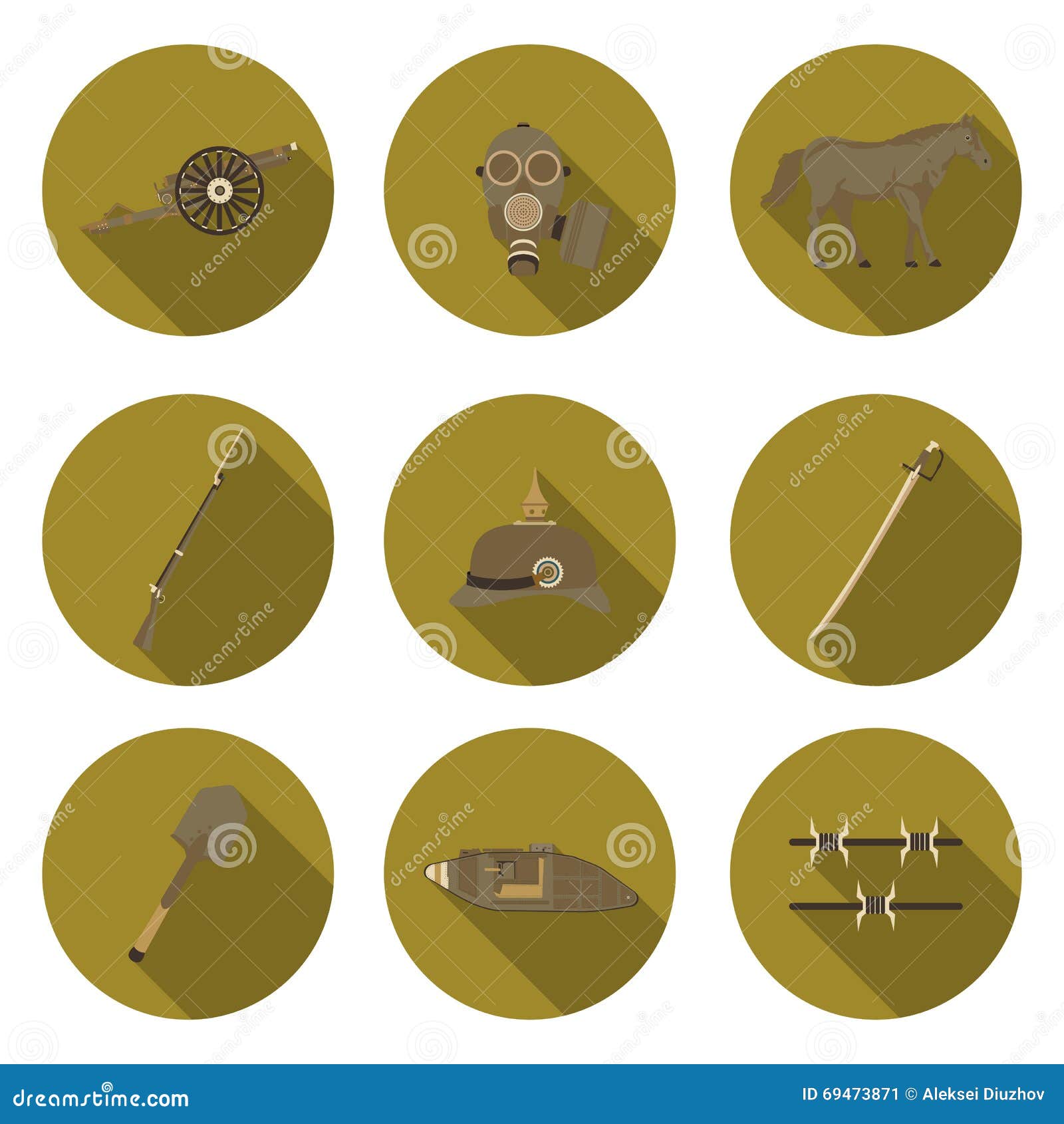 Flat Icons the First World War Stock Illustration - Illustration of ...