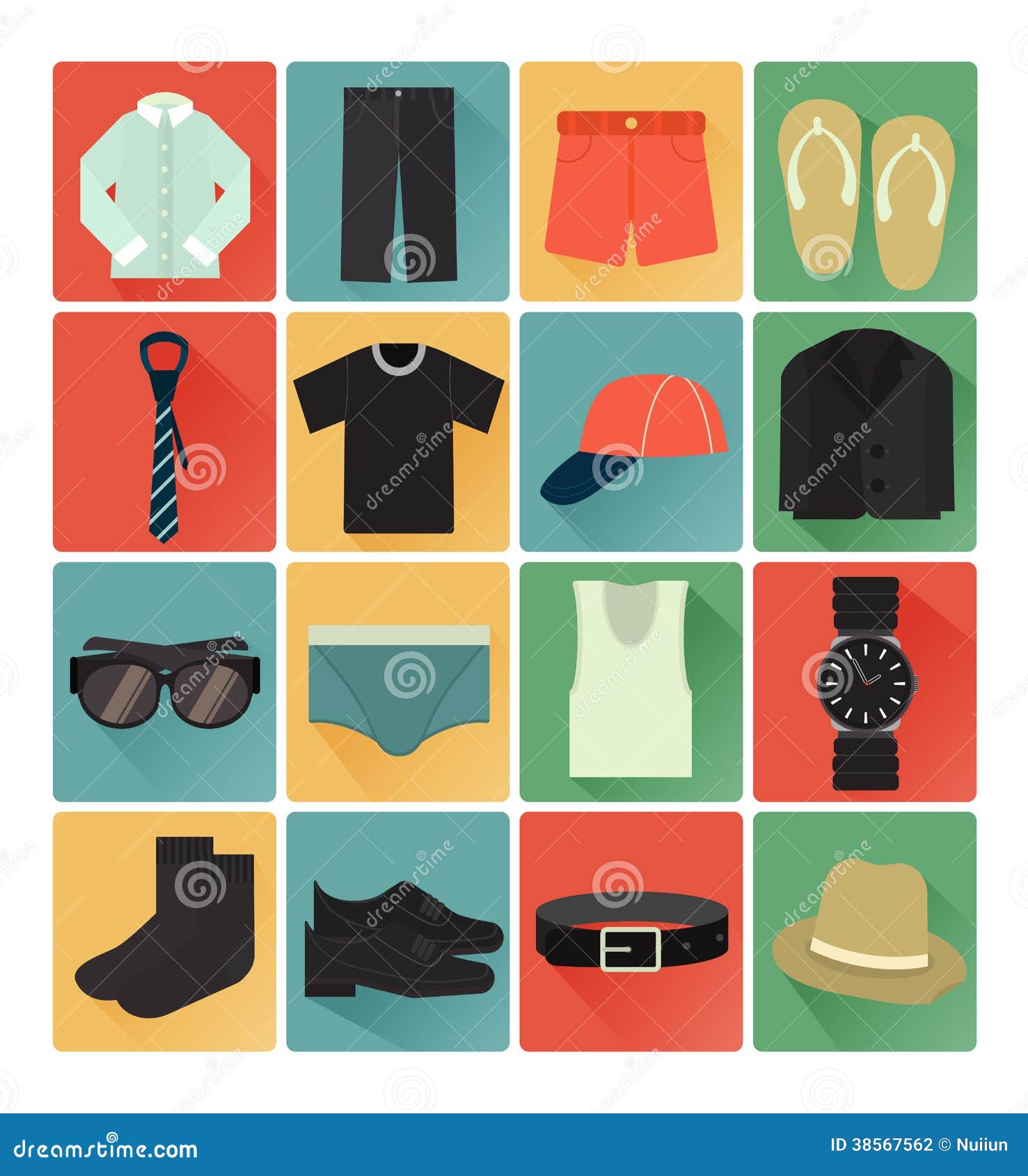 Flat Icons Gent Clothes Set Stock Vector - Illustration of color, sock ...