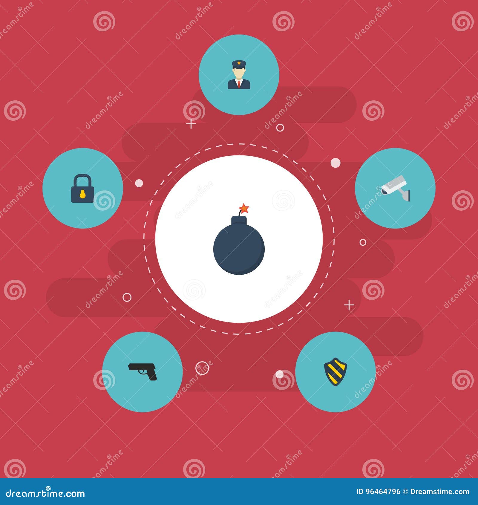 Flat Icons Gun, Explosive, Shield and Other Vector Elements. Set of ...