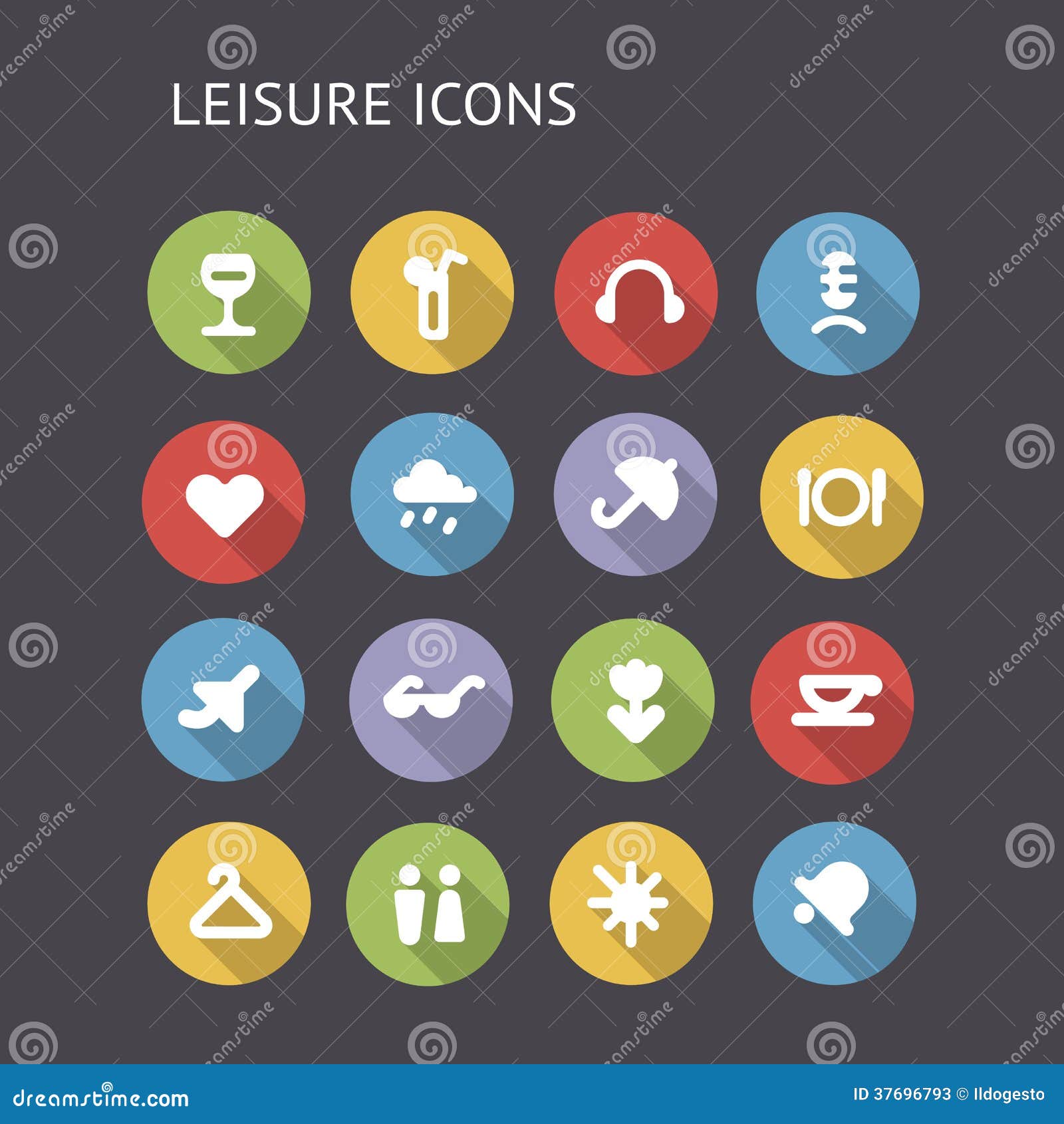 Flat Icons for Leisure stock vector. Illustration of long - 37696793