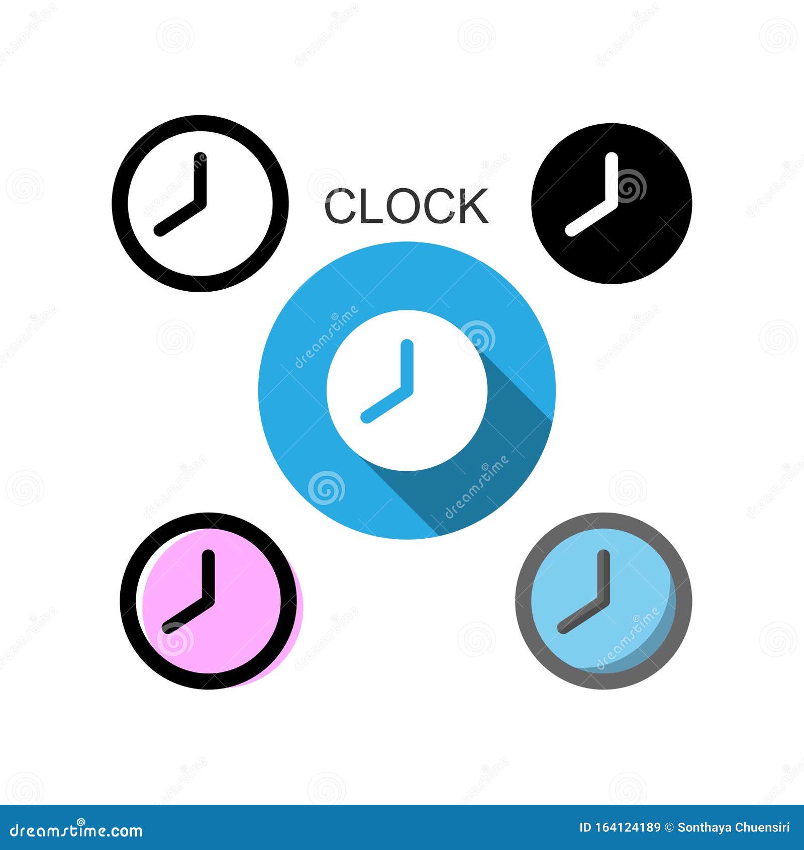 Flat Icons,line Icons,solid Icons for Clock,vector Illustrations Stock ...