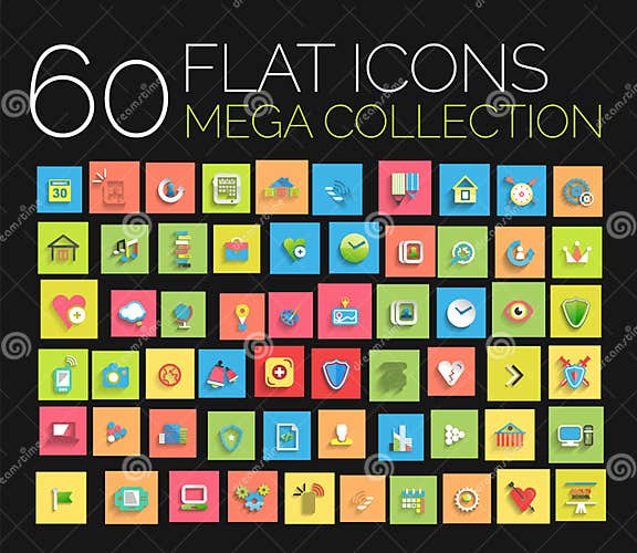 Flat icons mega collection stock vector. Illustration of mobile - 42935125
