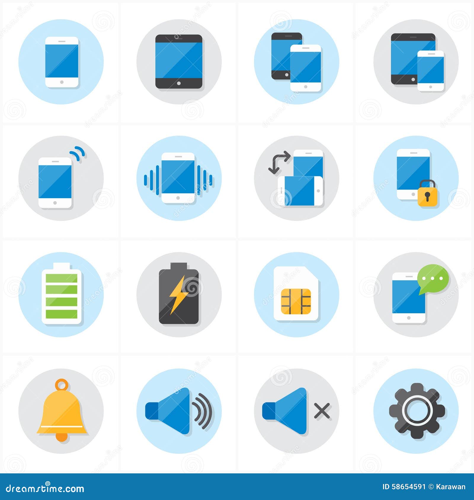 Flat Icons for Mobile Icons and Notification Icons Vector Illustration ...