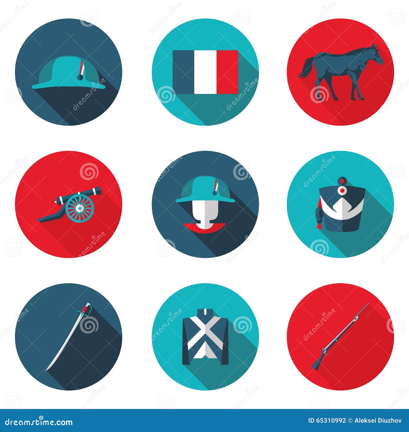 Flat icons Napoleon stock illustration. Illustration of landmark - 65310992