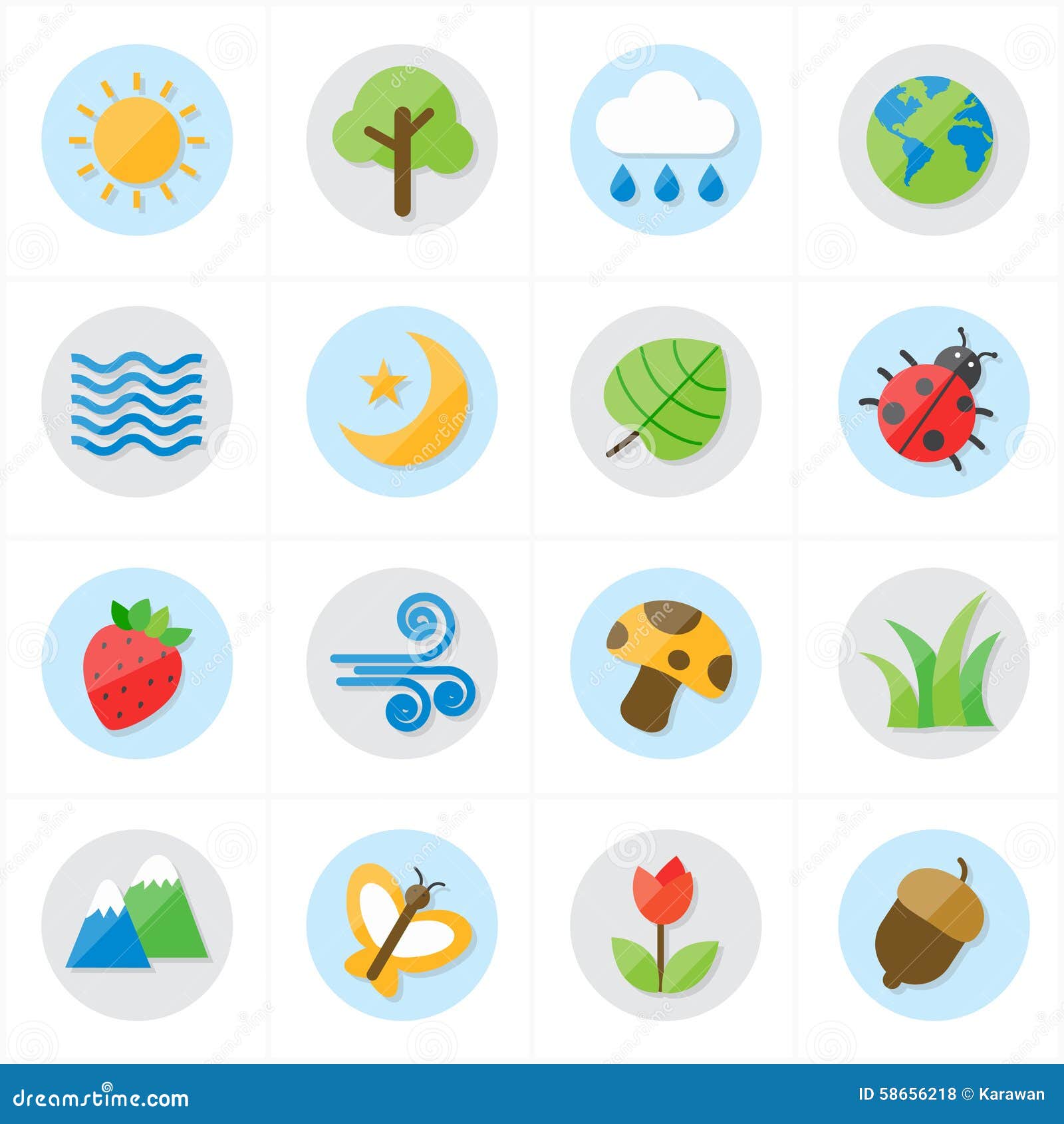 Flat Icons Nature and Tree Icons Vector Illustration Stock Vector ...