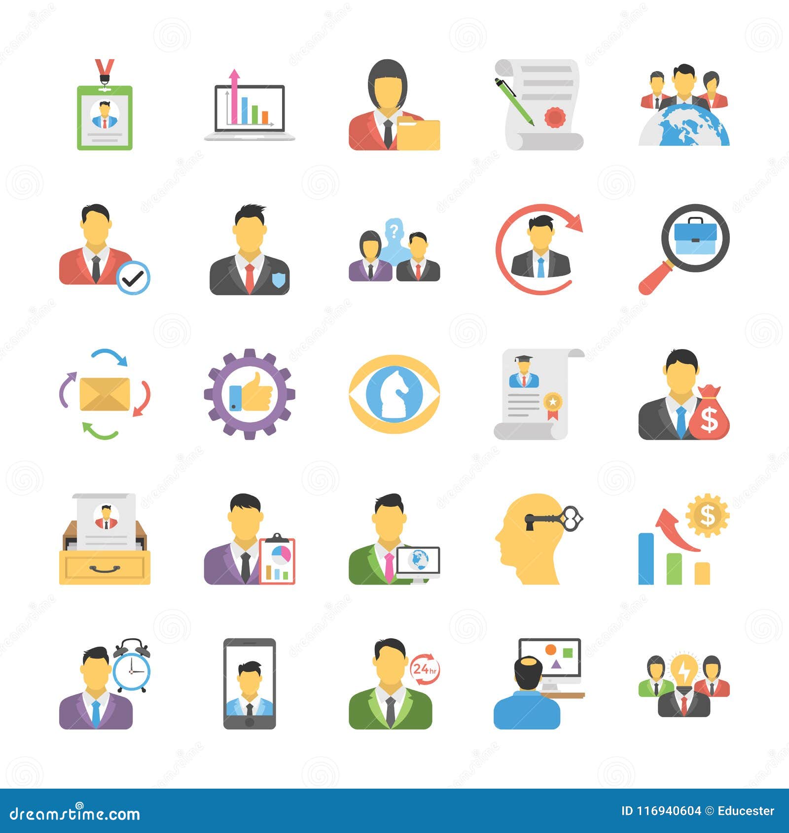 Flat Icons Pack of Human Resources Stock Illustration - Illustration of ...