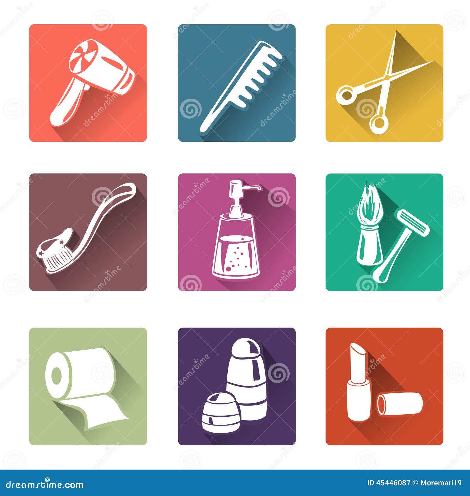 Flat icons personal care stock vector. Illustration of icon - 45446087