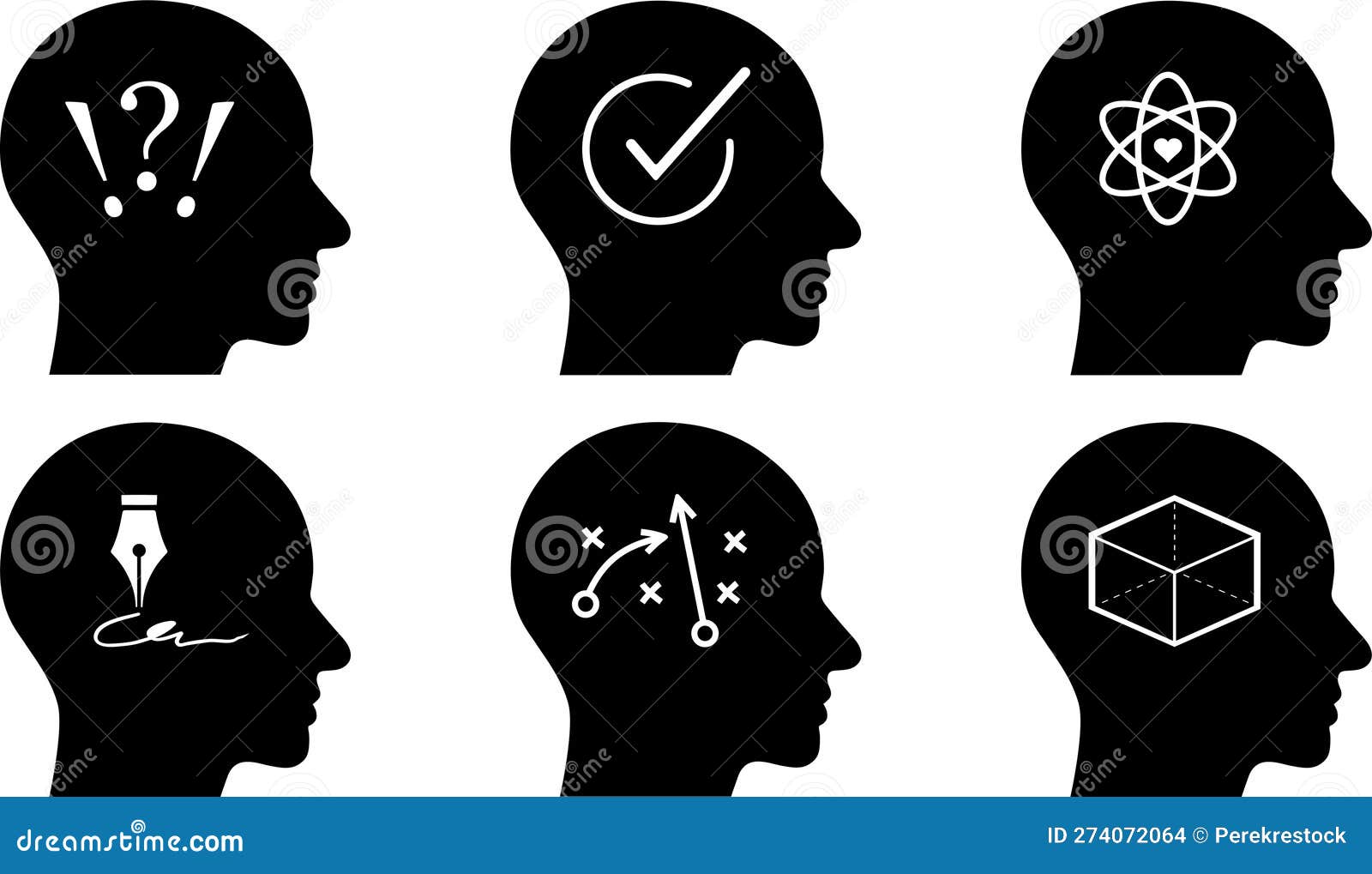 Flat Icons of Question, Solution, and Strategy As a Concept of Human ...