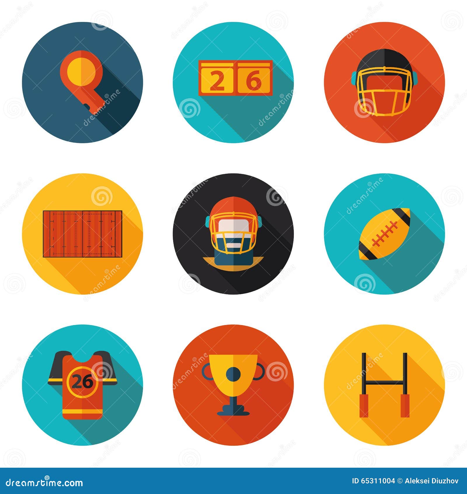 Flat icons Rugby stock illustration. Illustration of rugby - 65311004