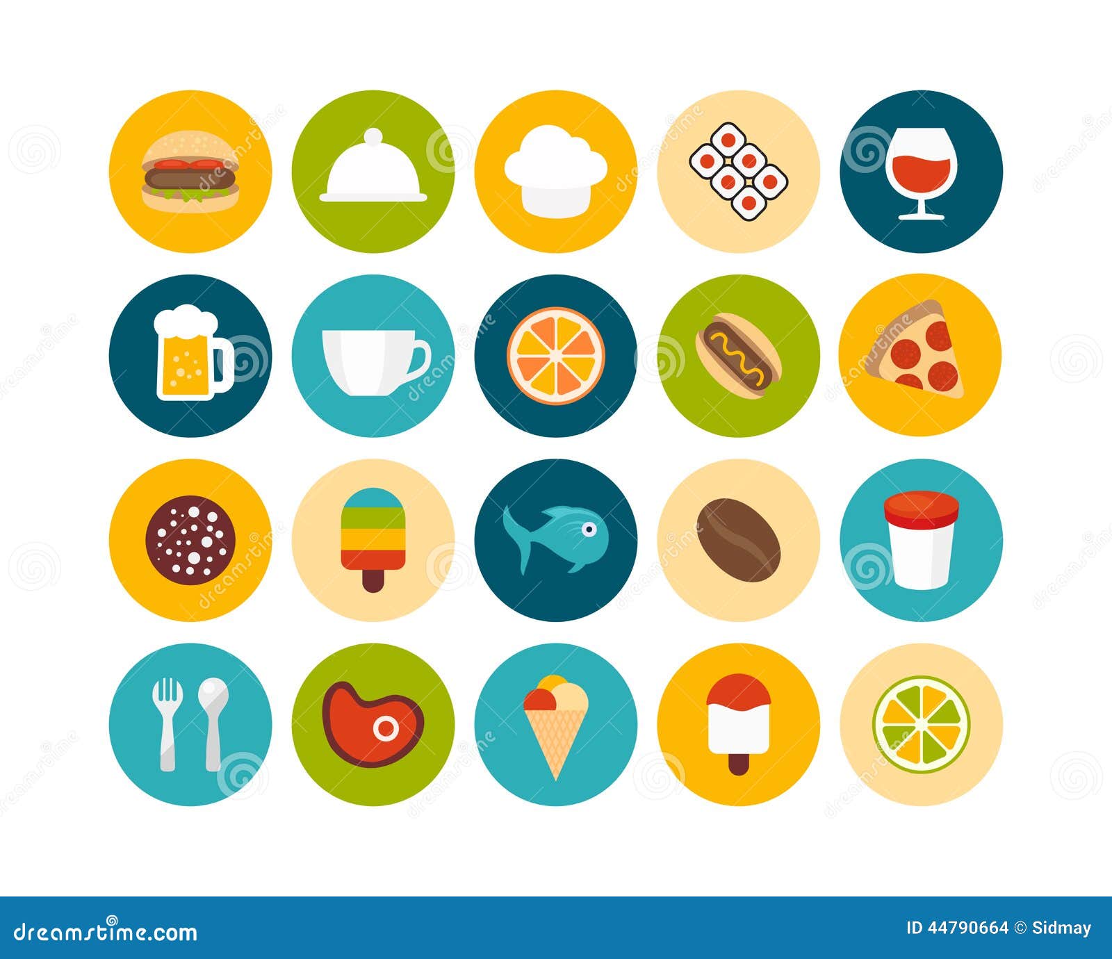 Flat icons set 6 stock vector. Illustration of food, fast - 44790664
