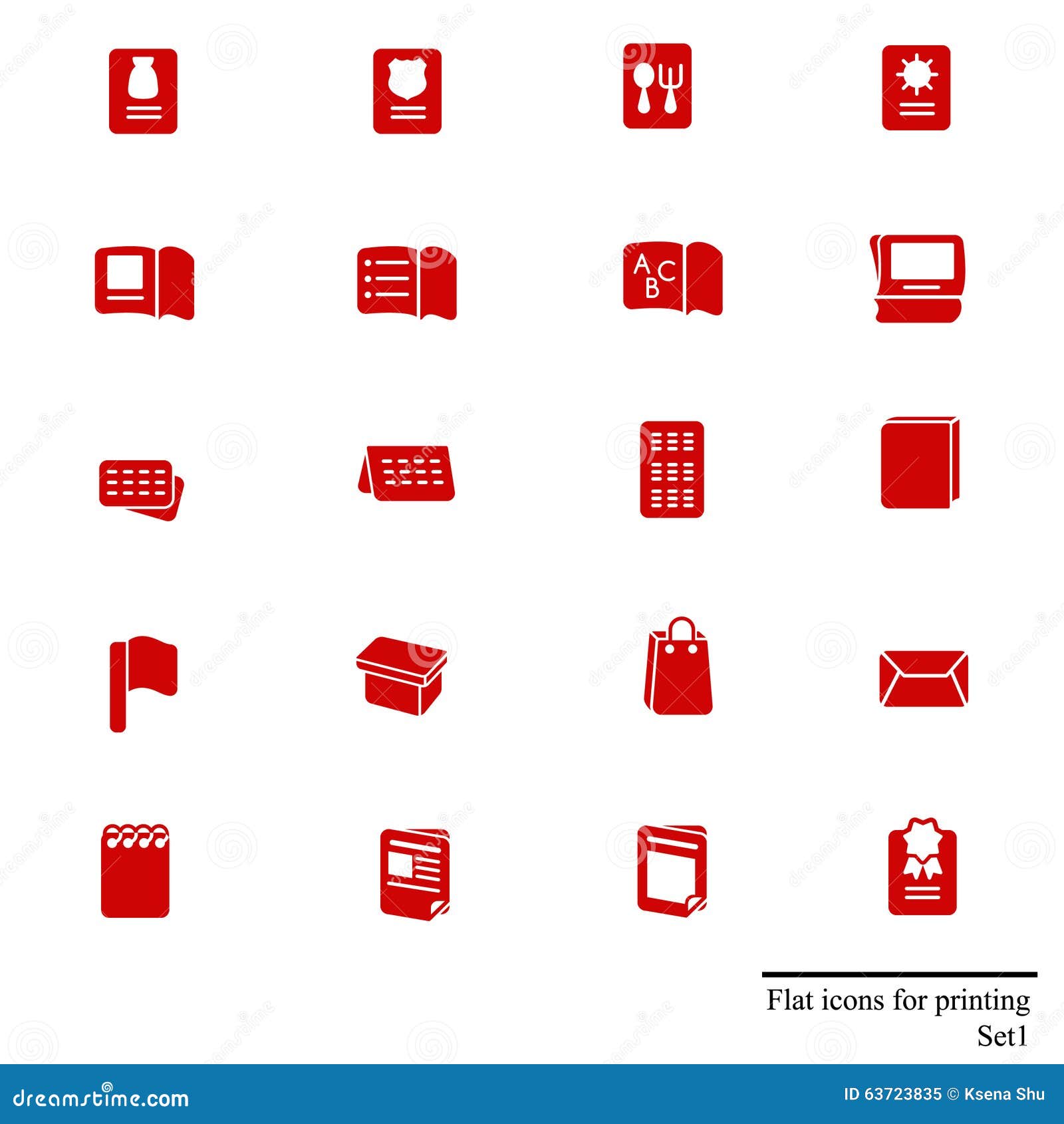 Flat Icons Set for Printing Stuff Stock Vector - Illustration of ...