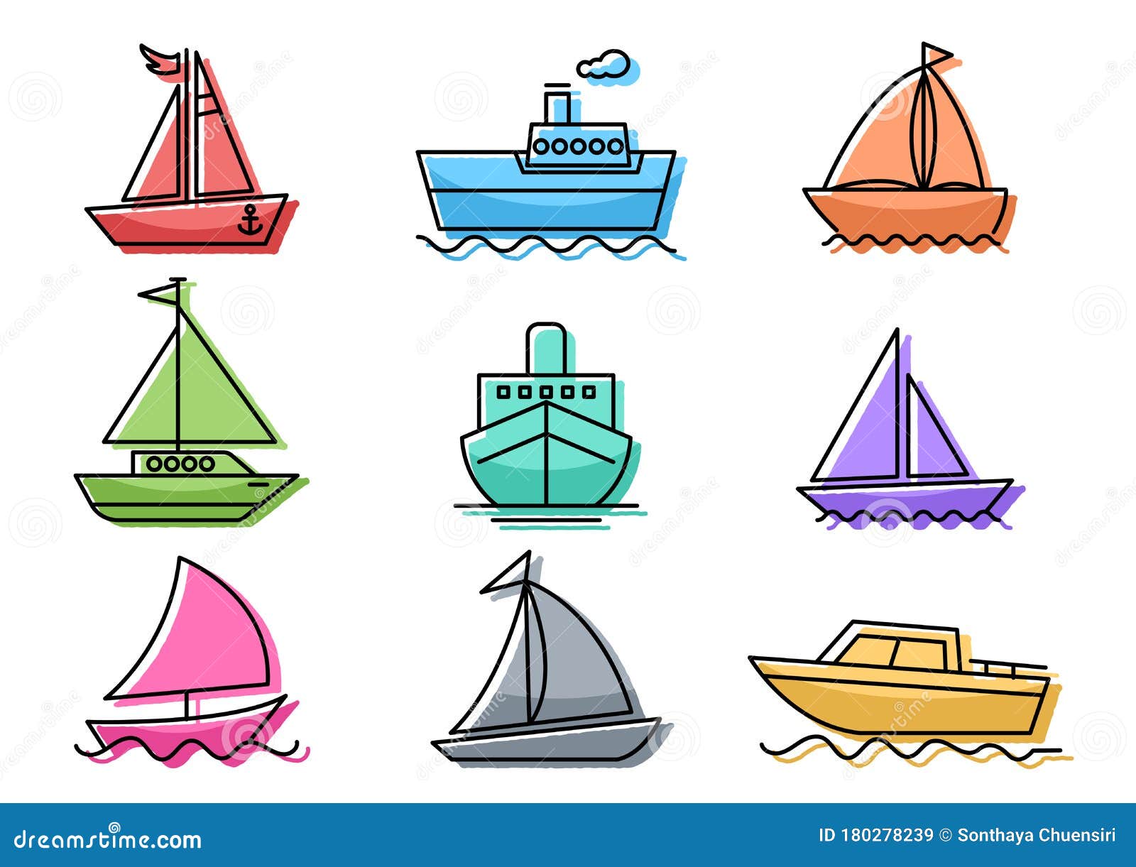 Flat Icons Set,transportation,Boat,vector Illustrations Stock Vector ...