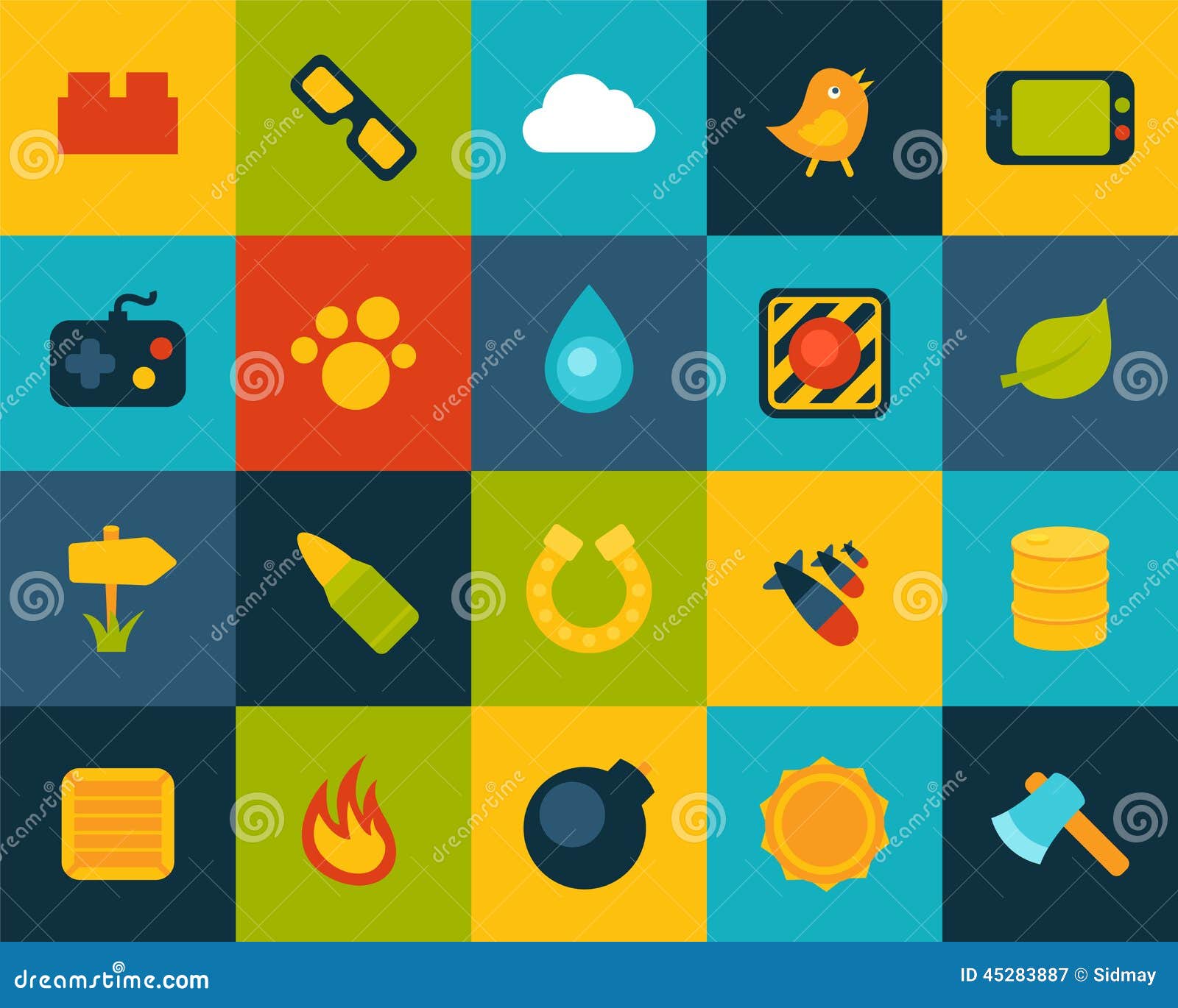 Flat icons set 4 stock vector. Illustration of internet - 45283887