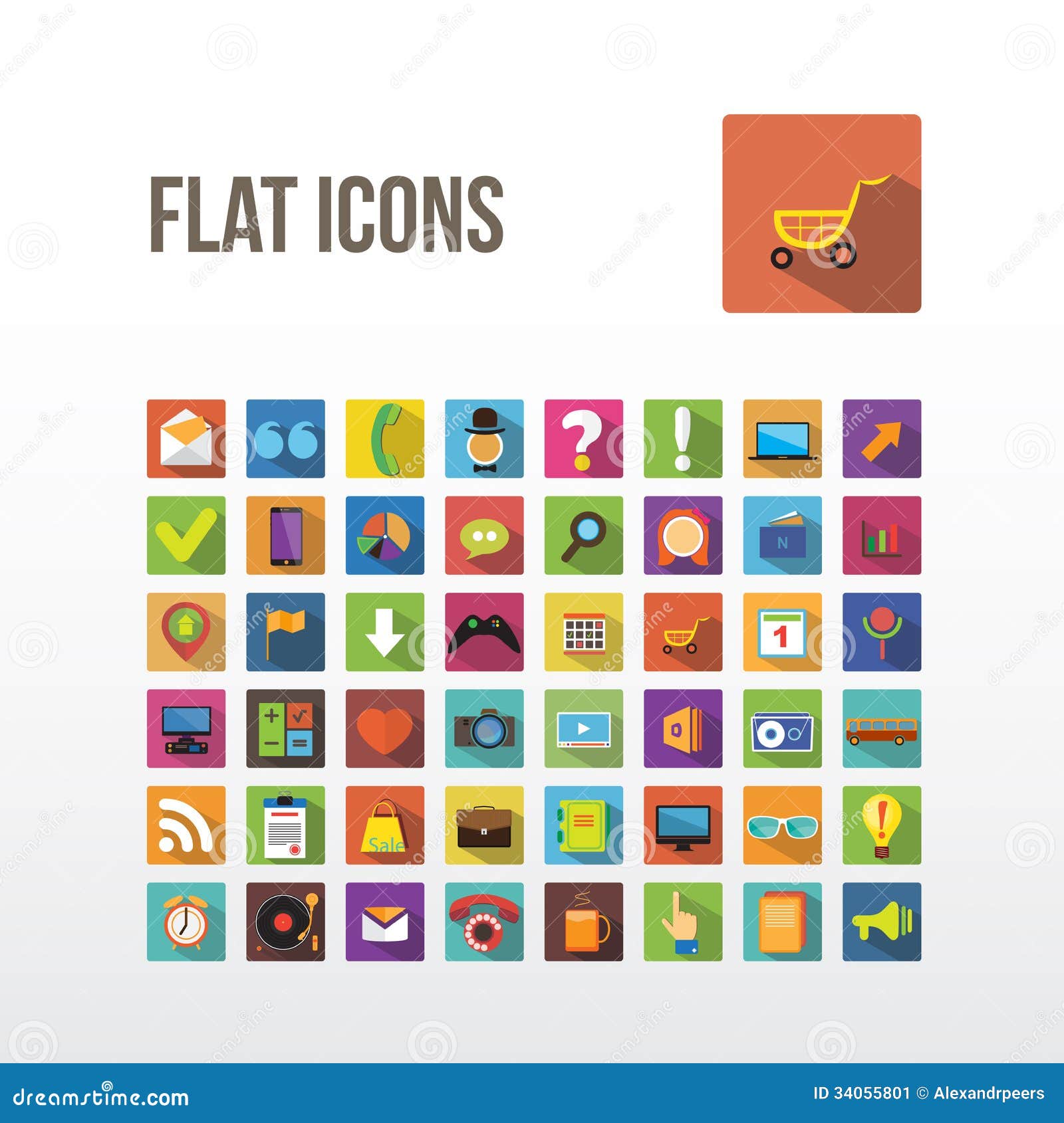 Flat icons. stock vector. Illustration of message, infographics - 34055801