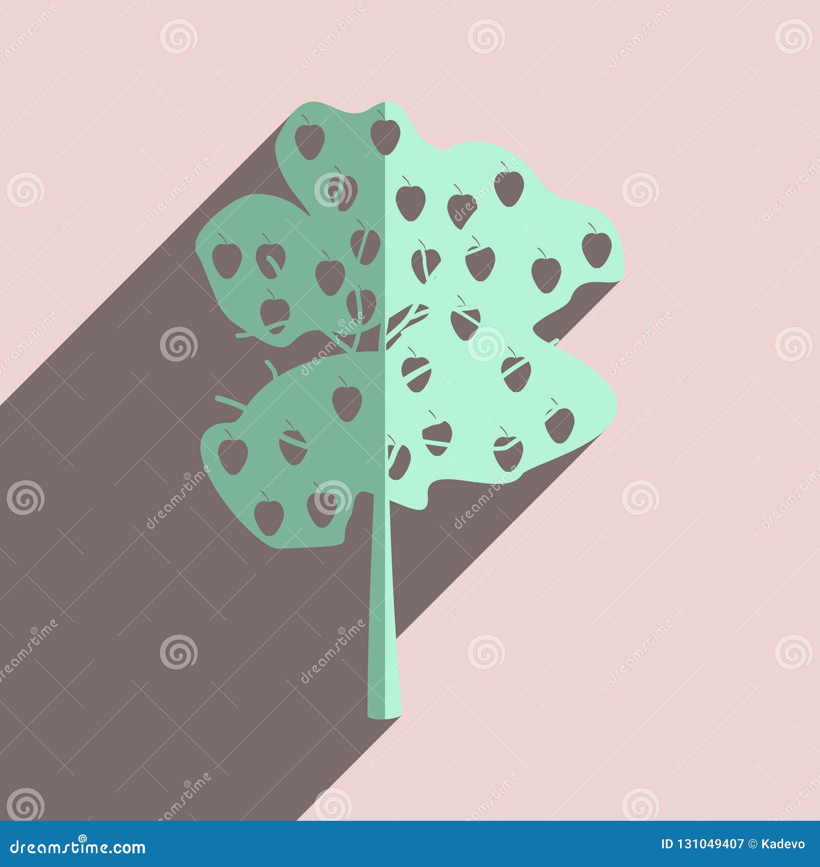 Flat Icons with Shadow of Apple Tree Stock Vector - Illustration of ...