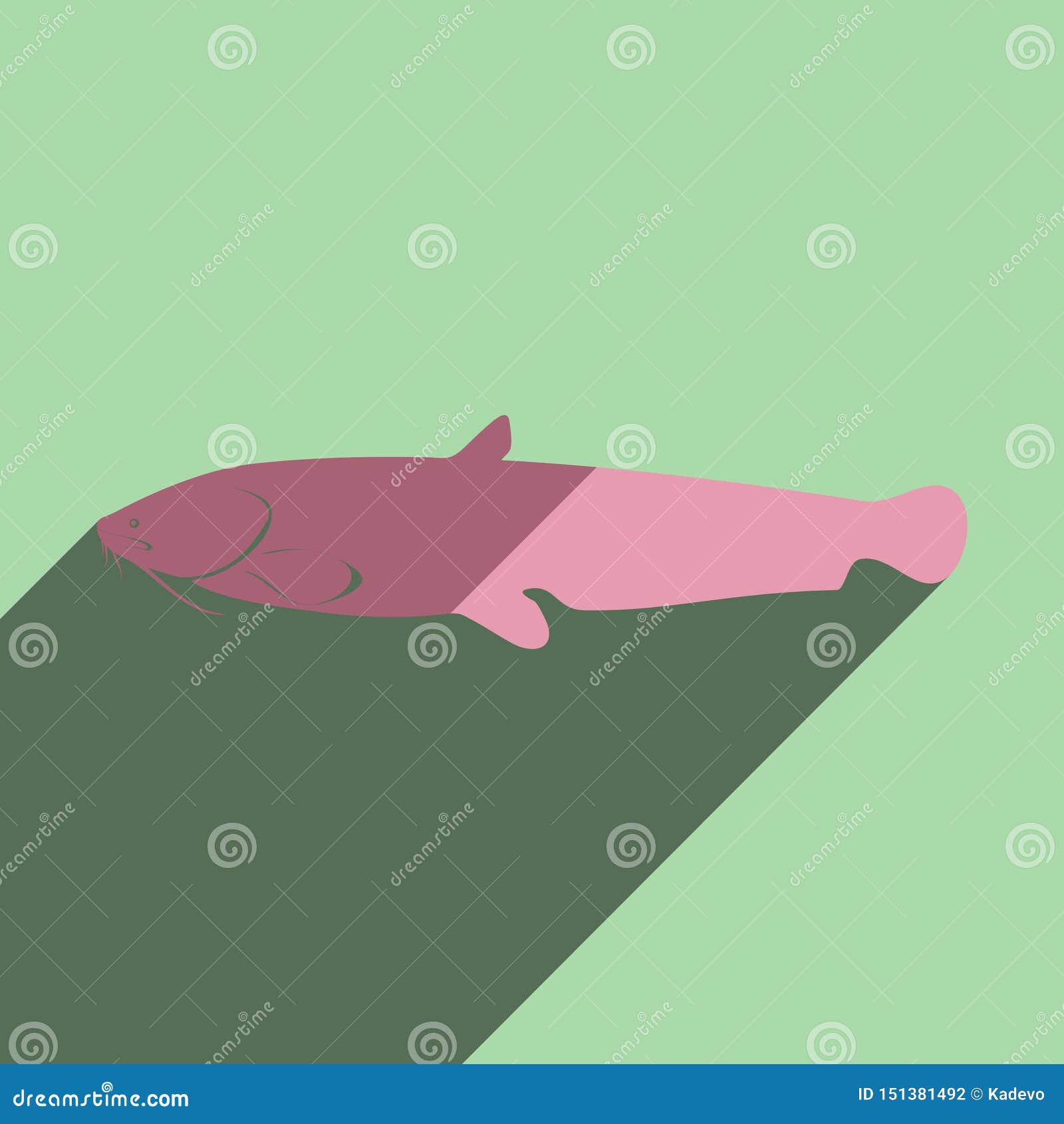 Flat Icons with Shadow of Catfish Stock Vector - Illustration of life ...