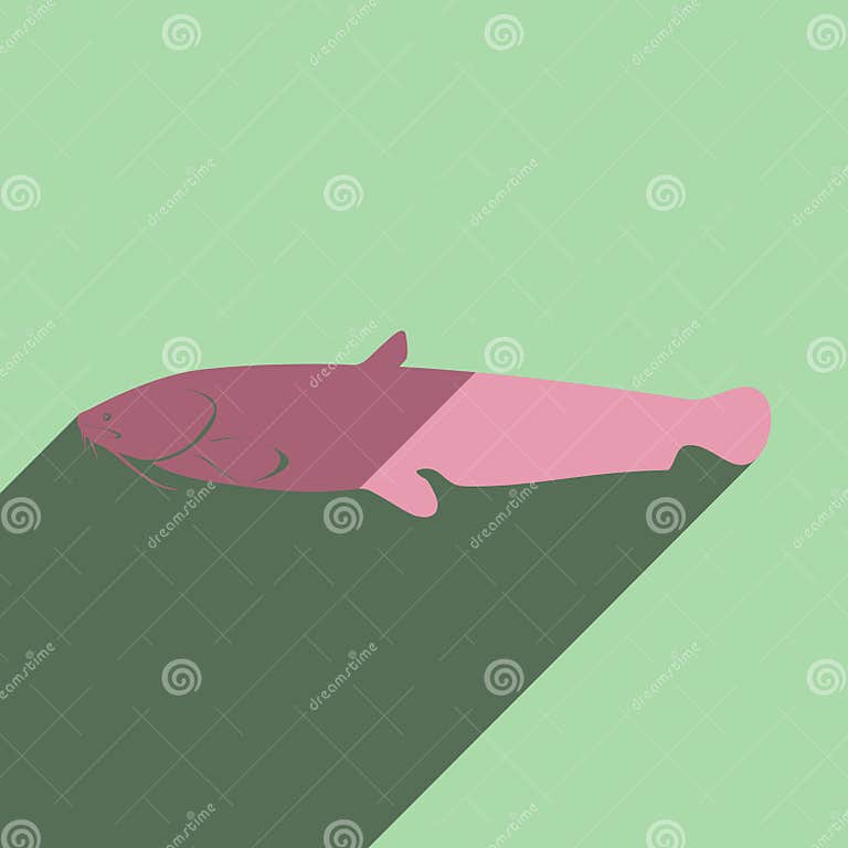 Flat Icons with Shadow of Catfish Stock Vector - Illustration of life ...