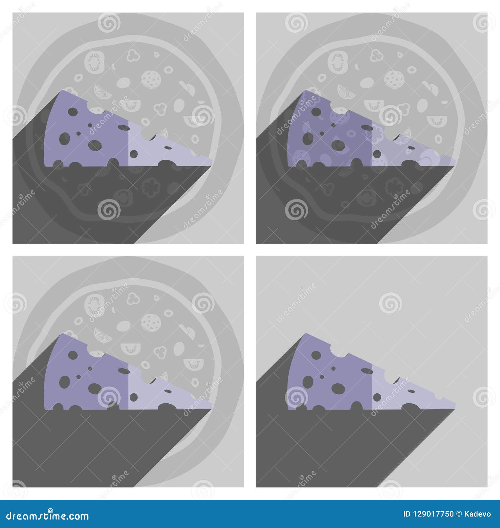 Flat Icons with Shadow of Cheese Stock Vector - Illustration of ...