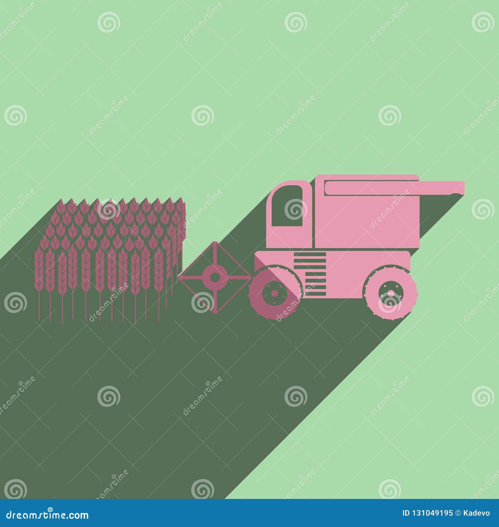 Flat Icons with Shadow of Combine-harvester Gathers the Wheat Stock ... Flat Icons with Shadow of Combine-harvester Gathers the Wheat Stock ...