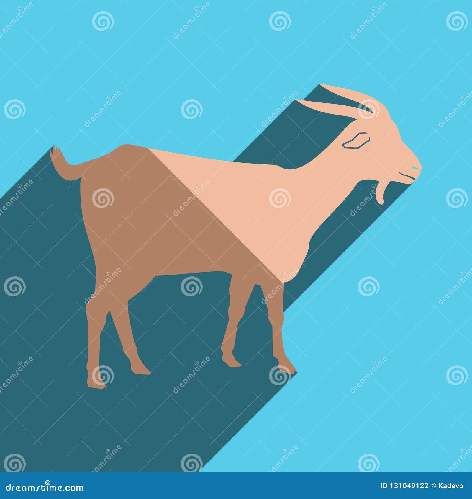 Flat Icons with Shadow of Goat Stock Vector - Illustration of head ...