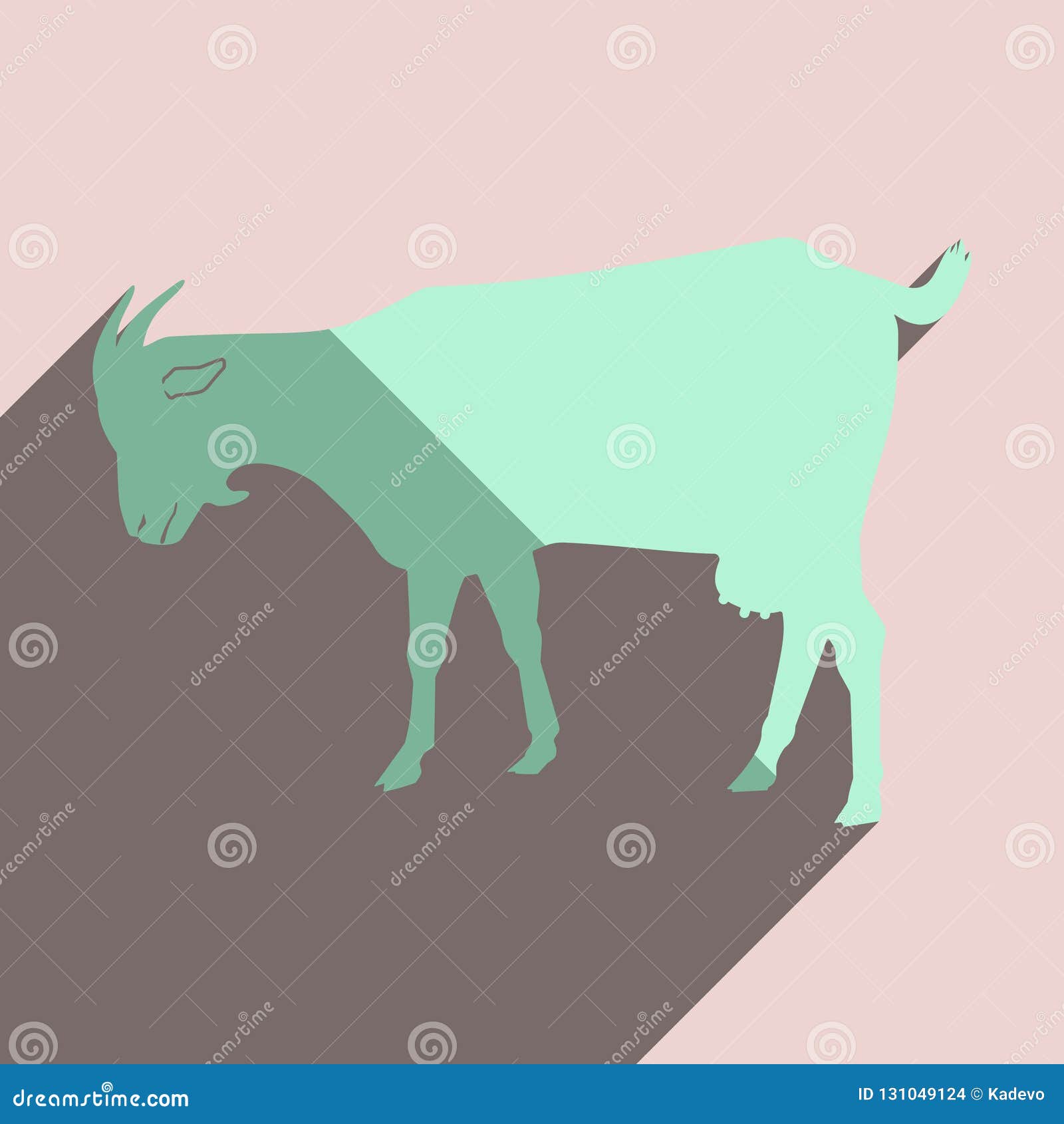 Flat Icons with Shadow of Goat Stock Vector - Illustration of livestock ...