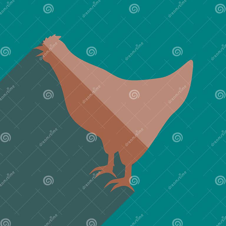 Flat Icons with Shadow of Hen Stock Vector - Illustration of sign, tail ...