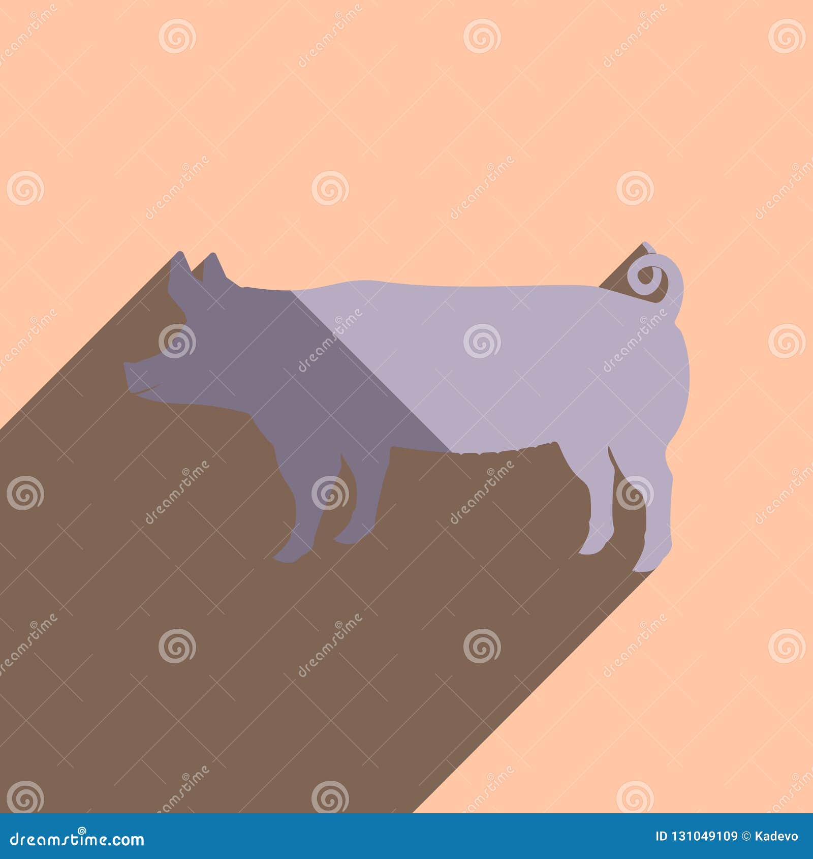 Flat Icons with Shadow of Pig Stock Vector - Illustration of tribal ...