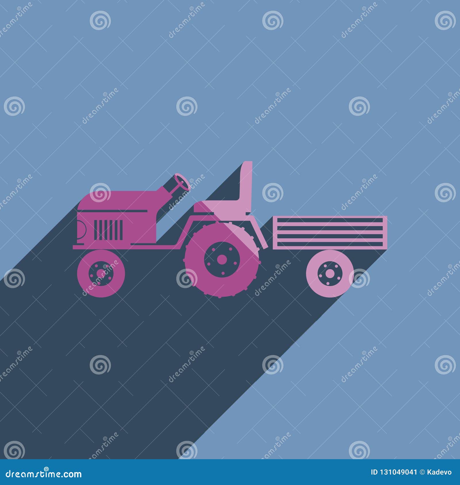 Flat Icons and Shadow Tractor with a Small Trailer Stock Vector ...
