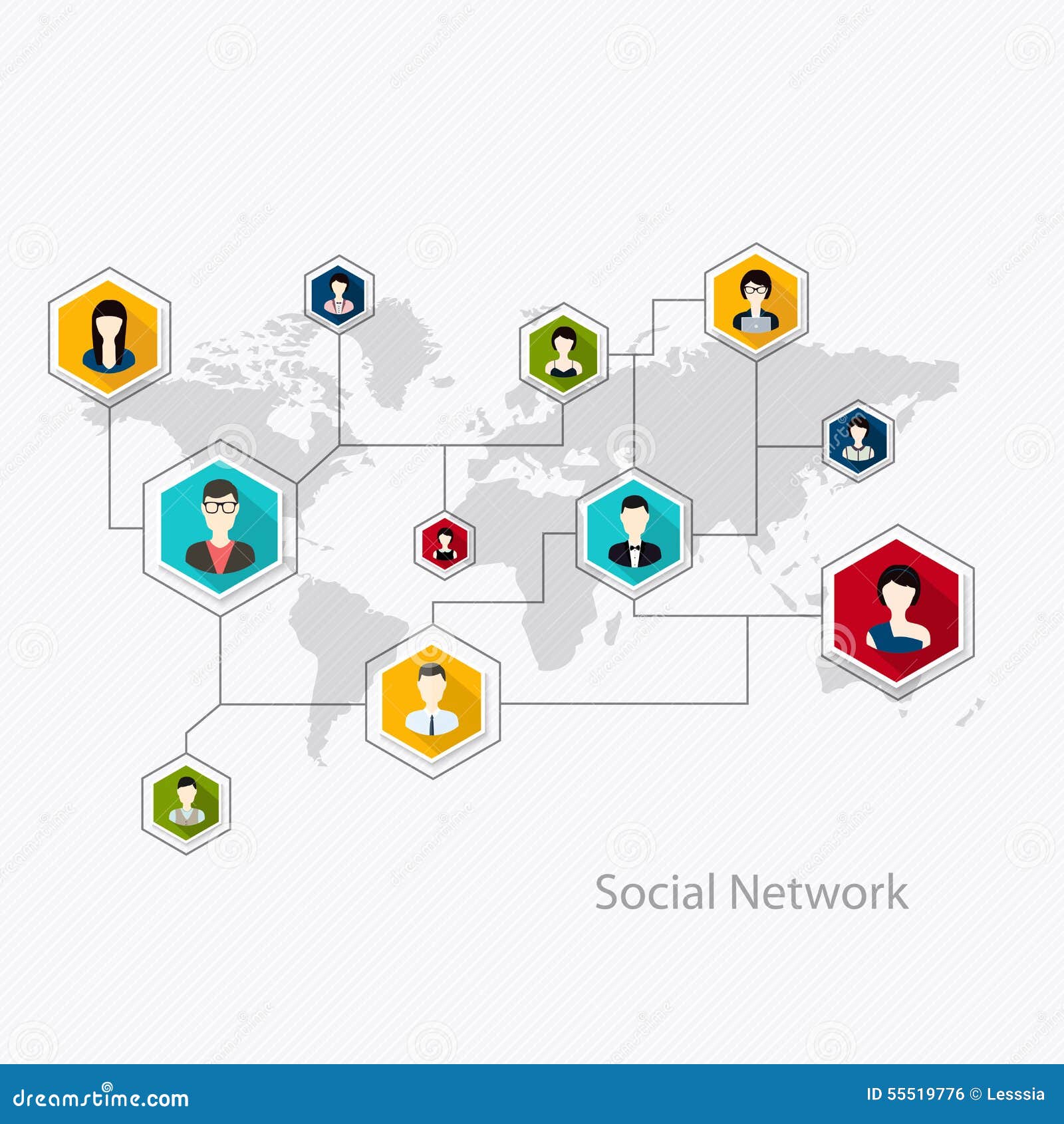 Flat Icons for Social Media and Network Connection Concept. Vector ...