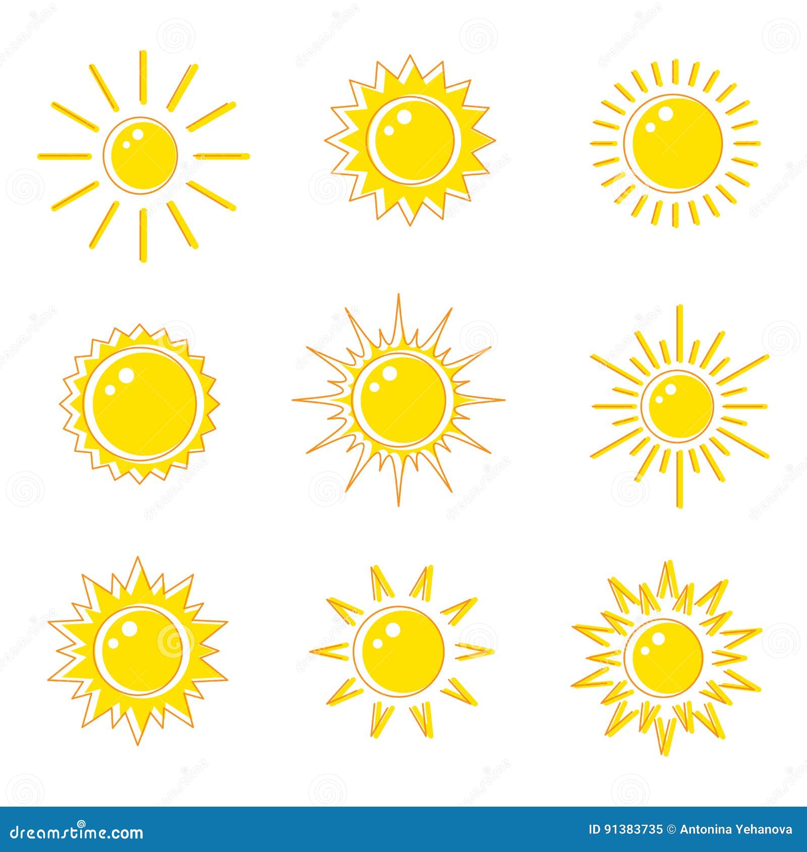 Flat icons sun. stock vector. Illustration of beam, daylight - 91383735