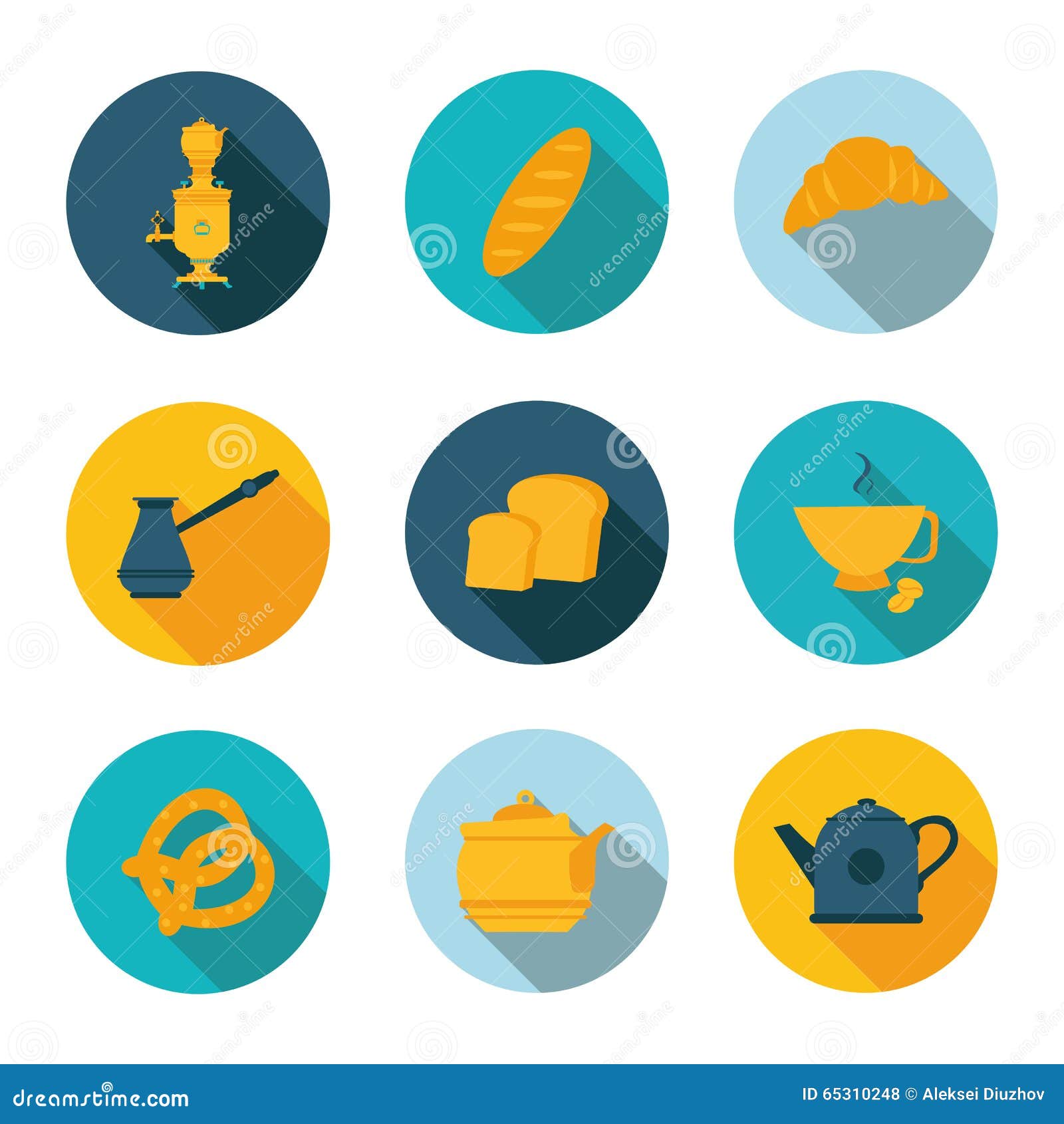 Flat icons tea party stock vector. Illustration of dessert - 65310248