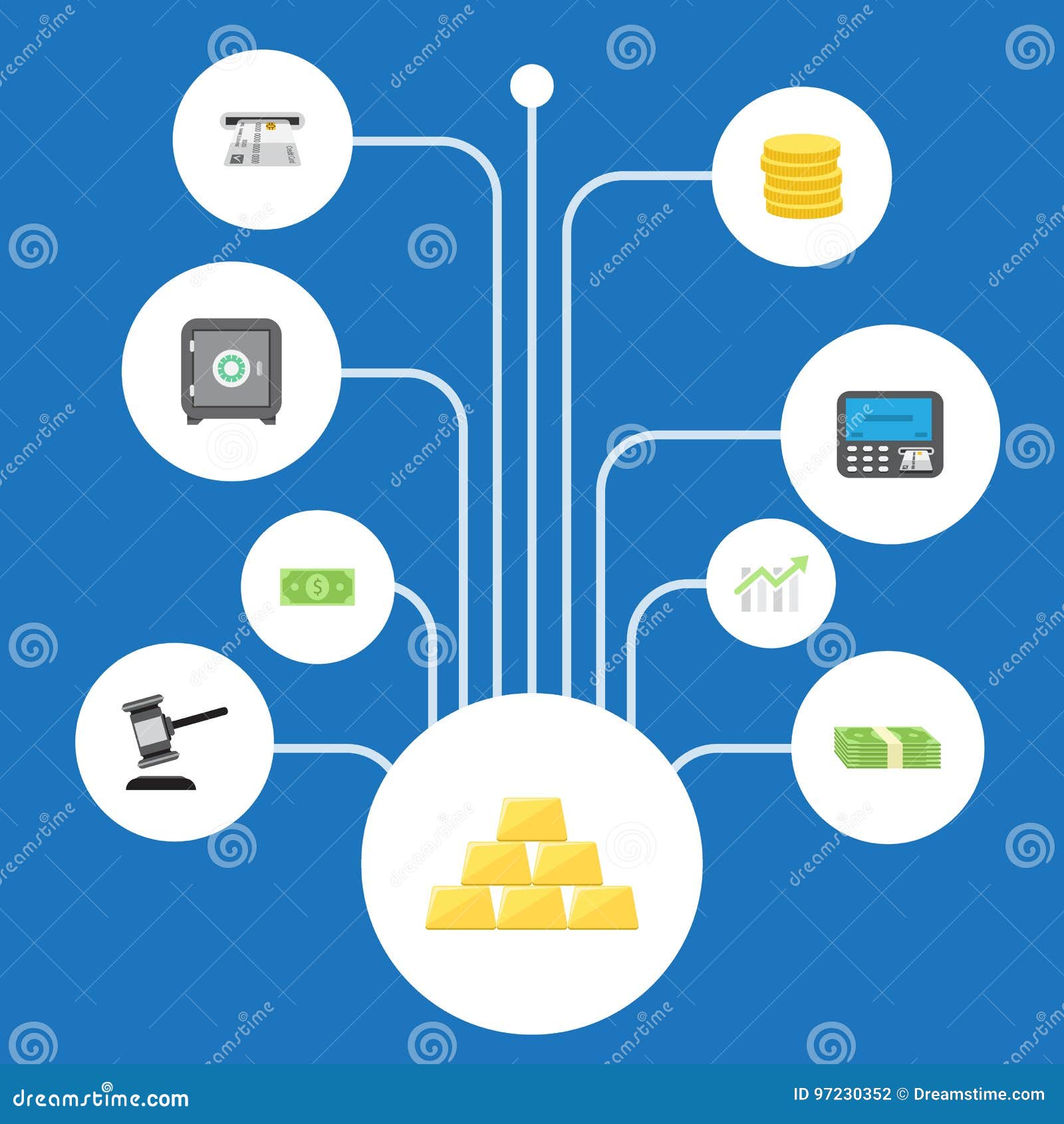 Flat Icons Teller Machine, Cash Stack, Ingot and Other Vector Elements ...