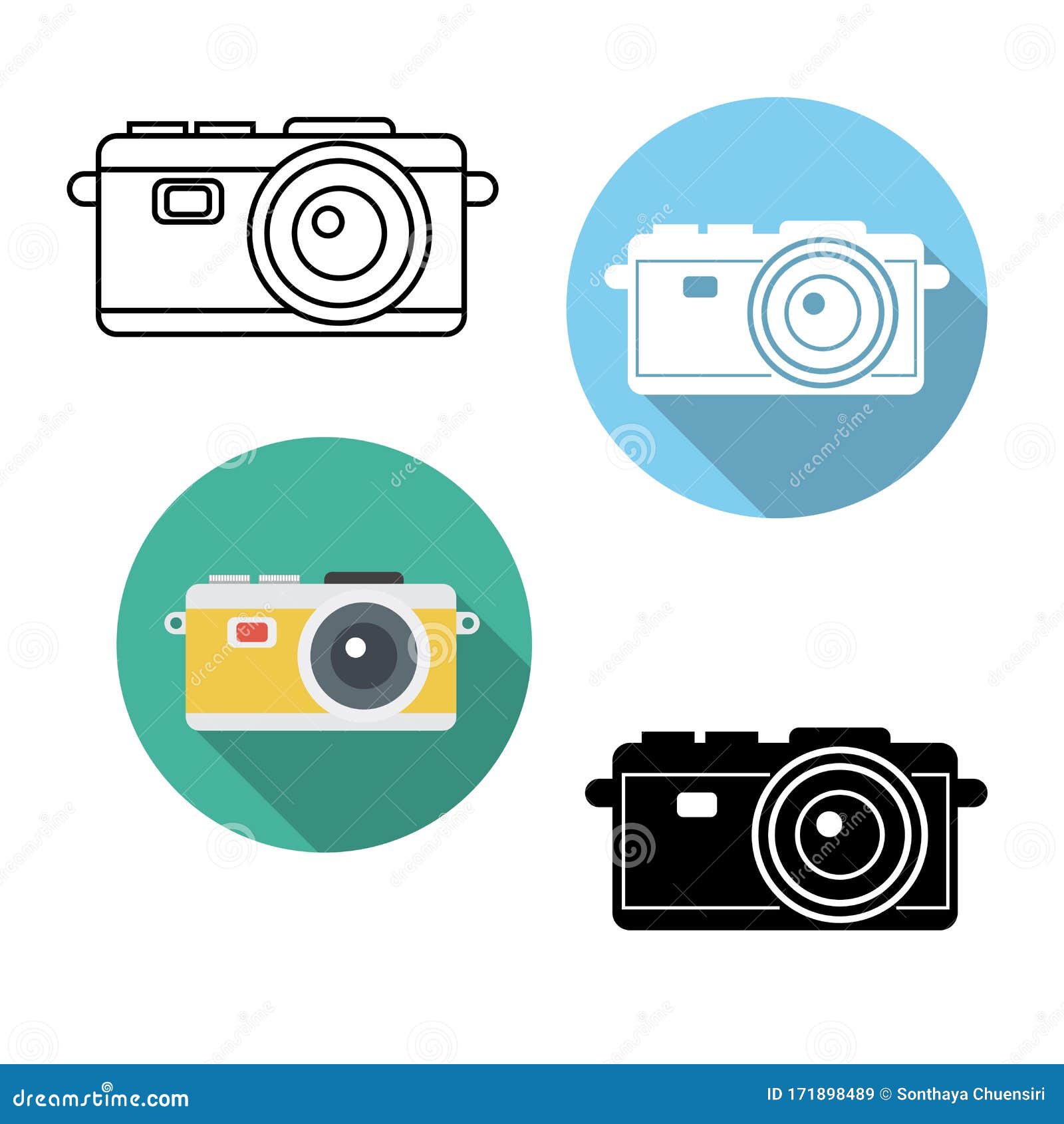 Flat Icons,thin Line Icons,solid Icons for Camera ,vector Illustrations ...