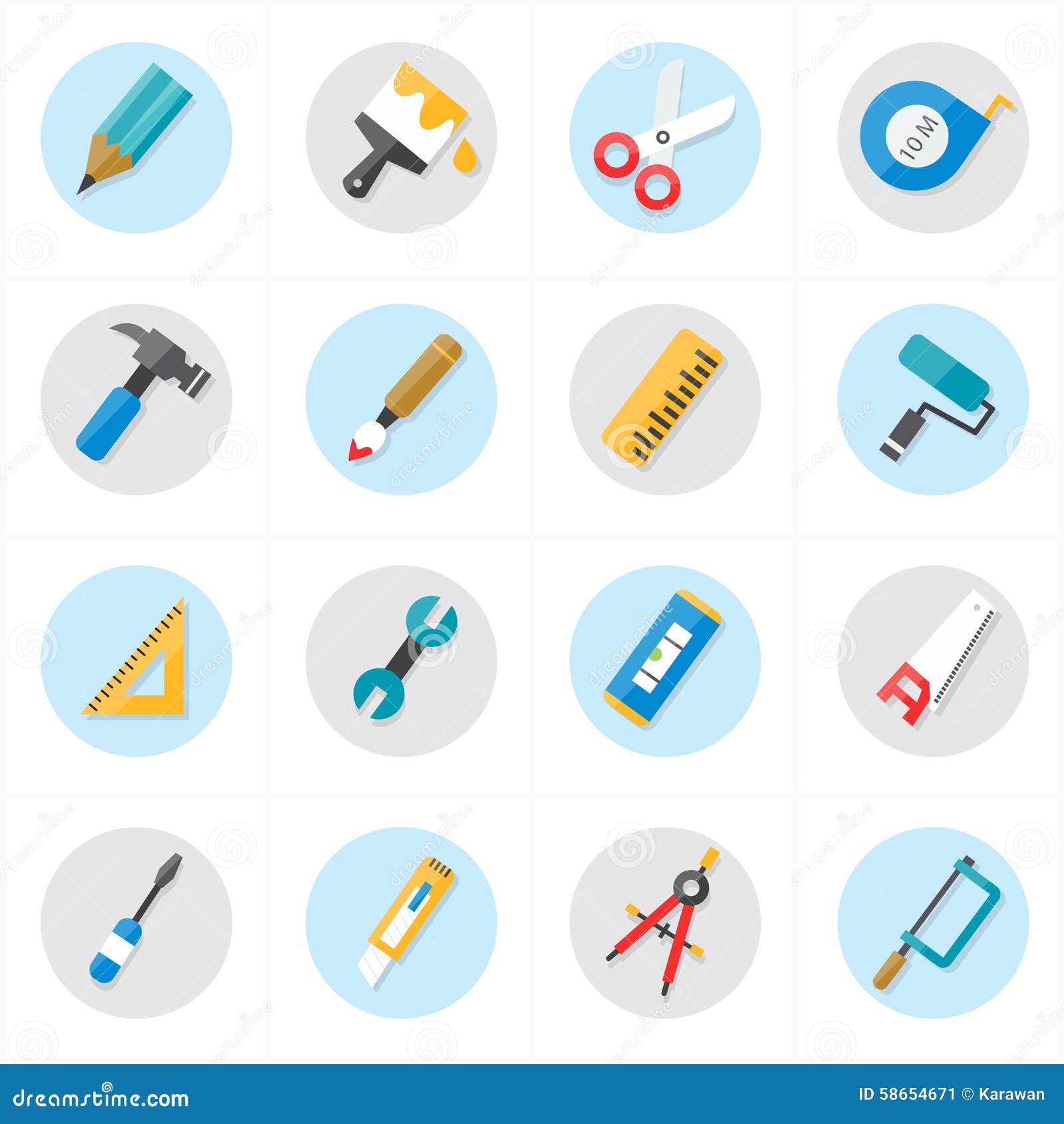 Flat Icons for Tools Related Icons Vector Illustration Stock Vector ...