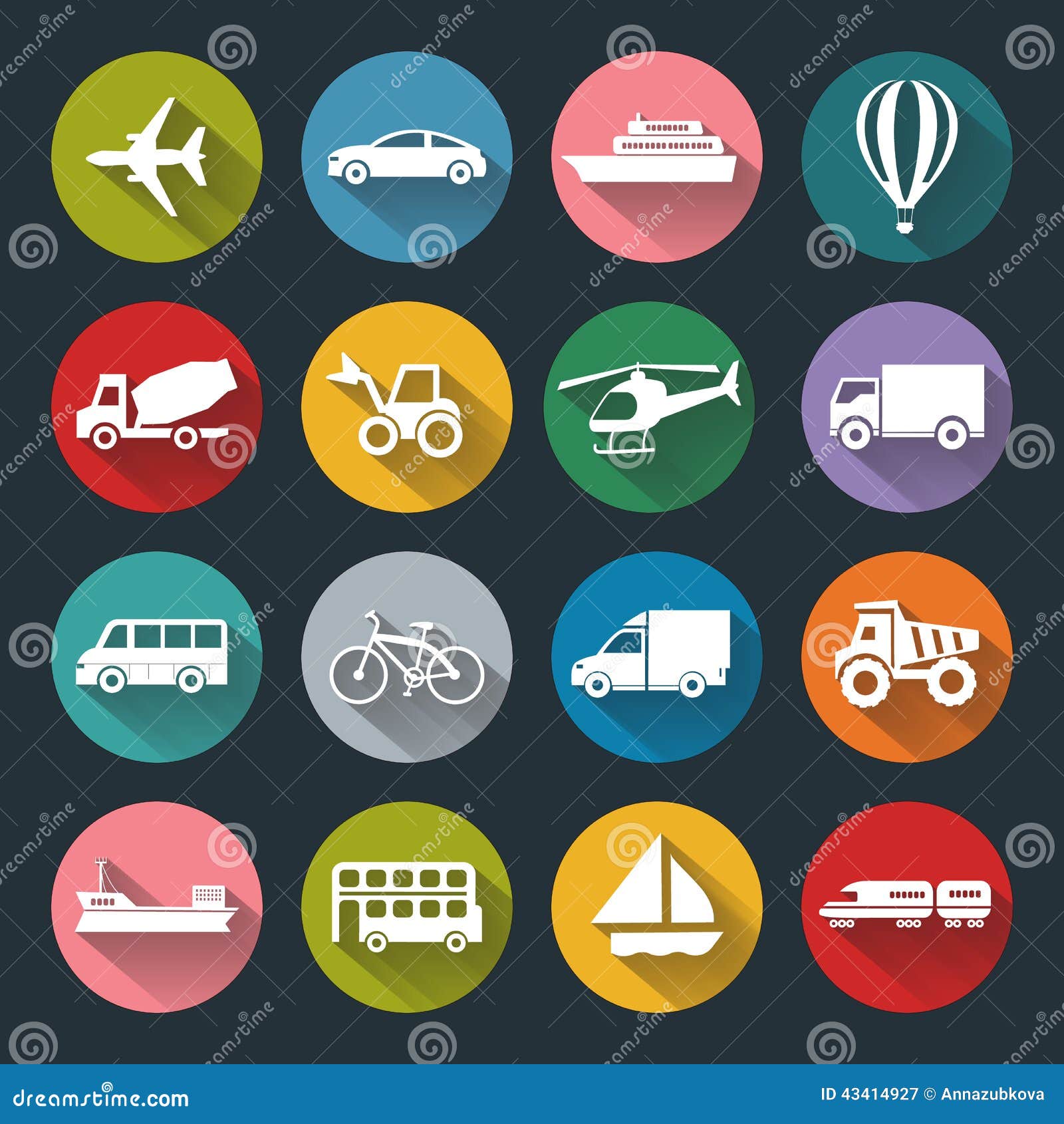 Flat icons of Transport stock vector. Illustration of bicycle - 43414927