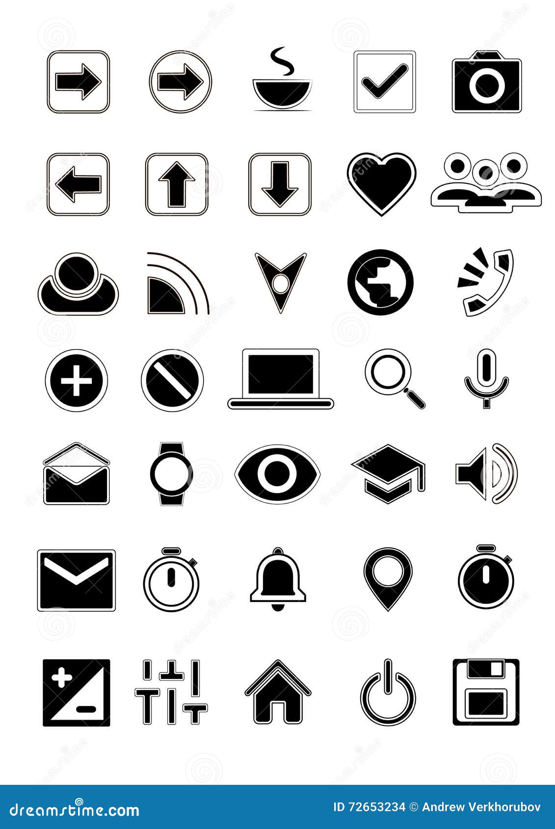 Flat Icons, Universal Symbols Stock Vector - Illustration of collection ...
