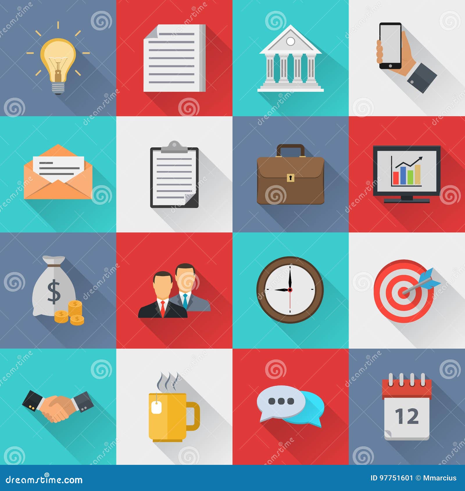 Flat icons stock vector. Illustration of bank, design - 97751601