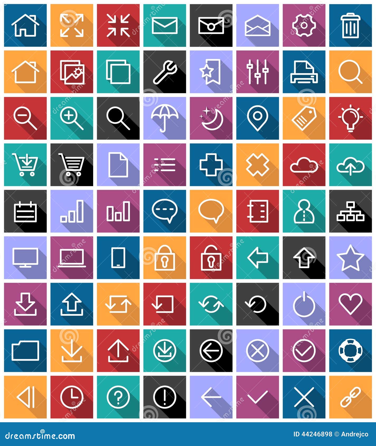 Flat Icons stock vector. Illustration of color, symbol - 44246898