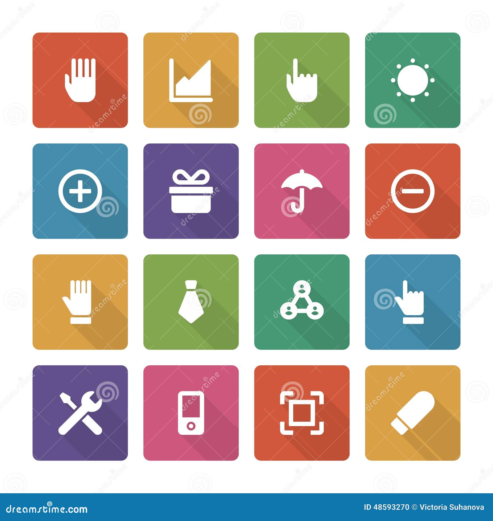 Flat Icons Vector Set and Long Shadow Effect for Stock Vector ...