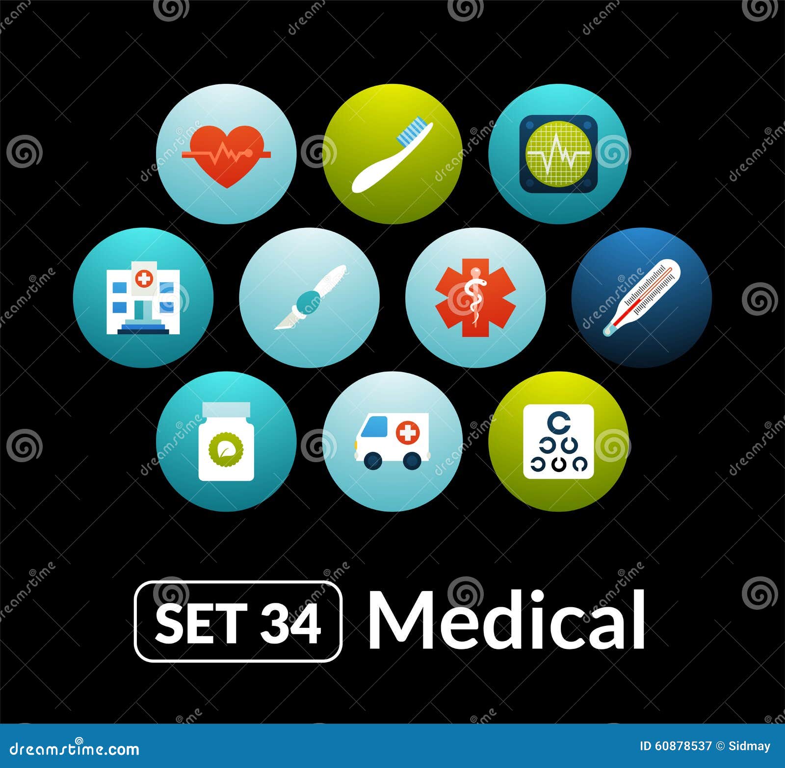 Flat Icons Vector Set 34 - Medical Collection Stock Vector ...