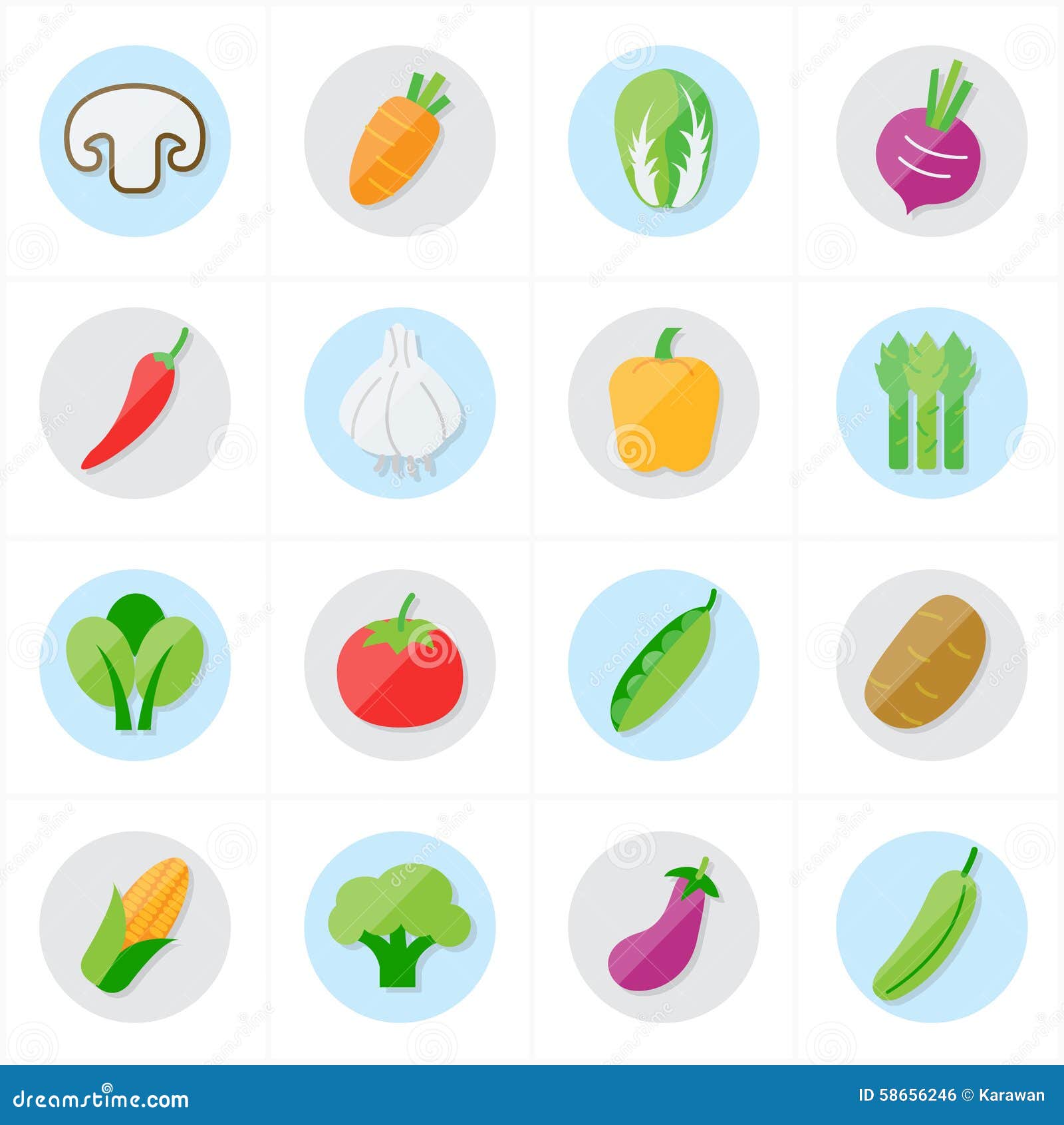 Flat Icons Vegetables Icons Vector Illustration Stock Vector ...