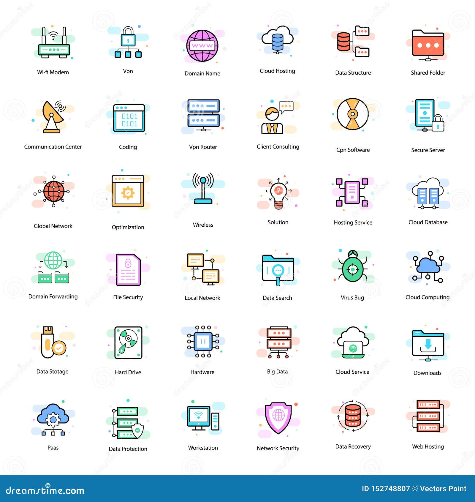 Vpn and Networking Icons stock vector. Illustration of file - 152748807