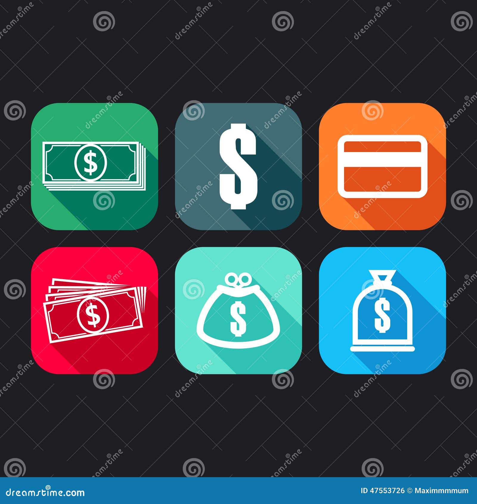 Flat Icons for Web and Mobile Applications with Money Signs Stock ...