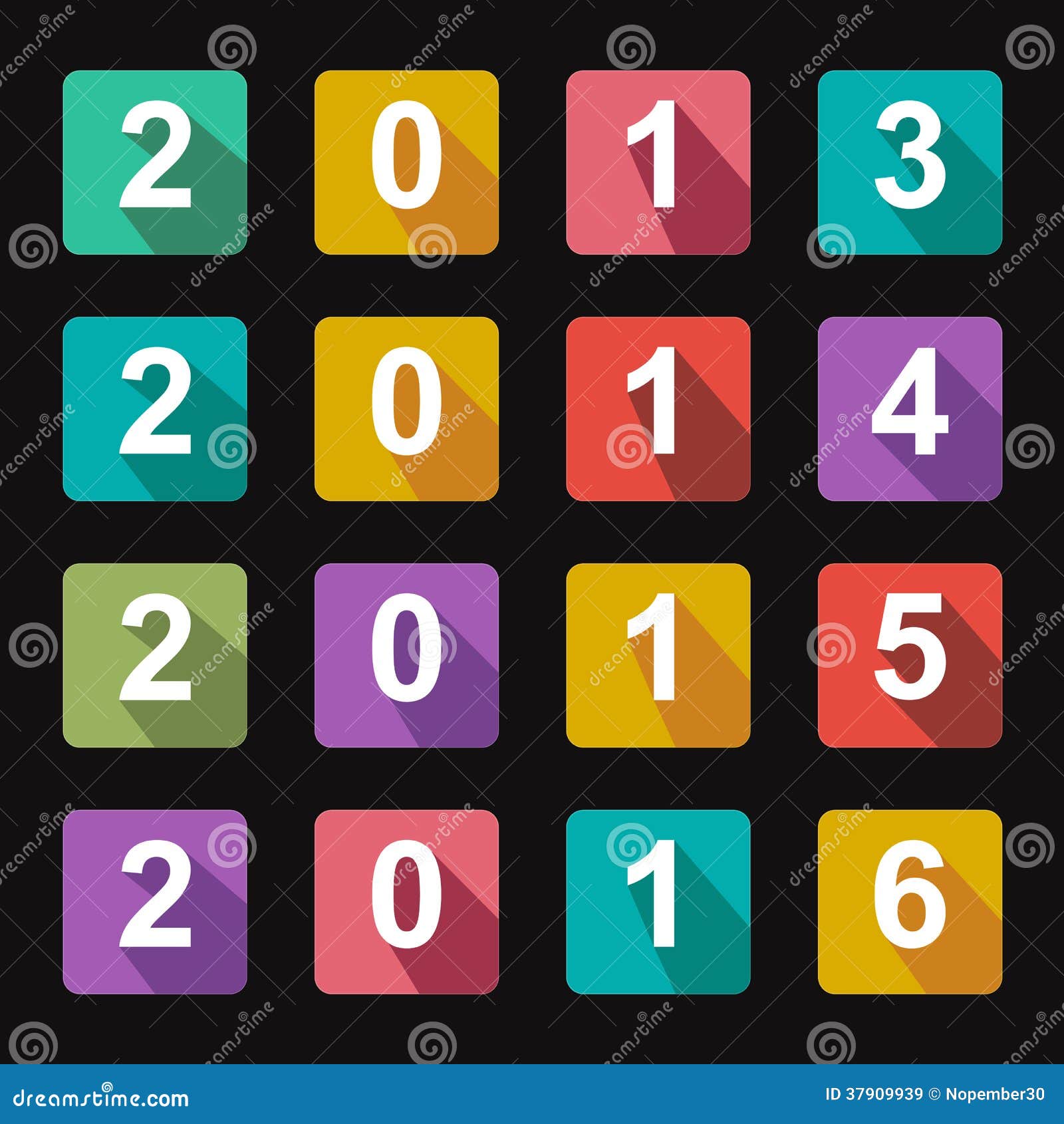 Flat icons years 2014 stock vector. Illustration of design - 37909939